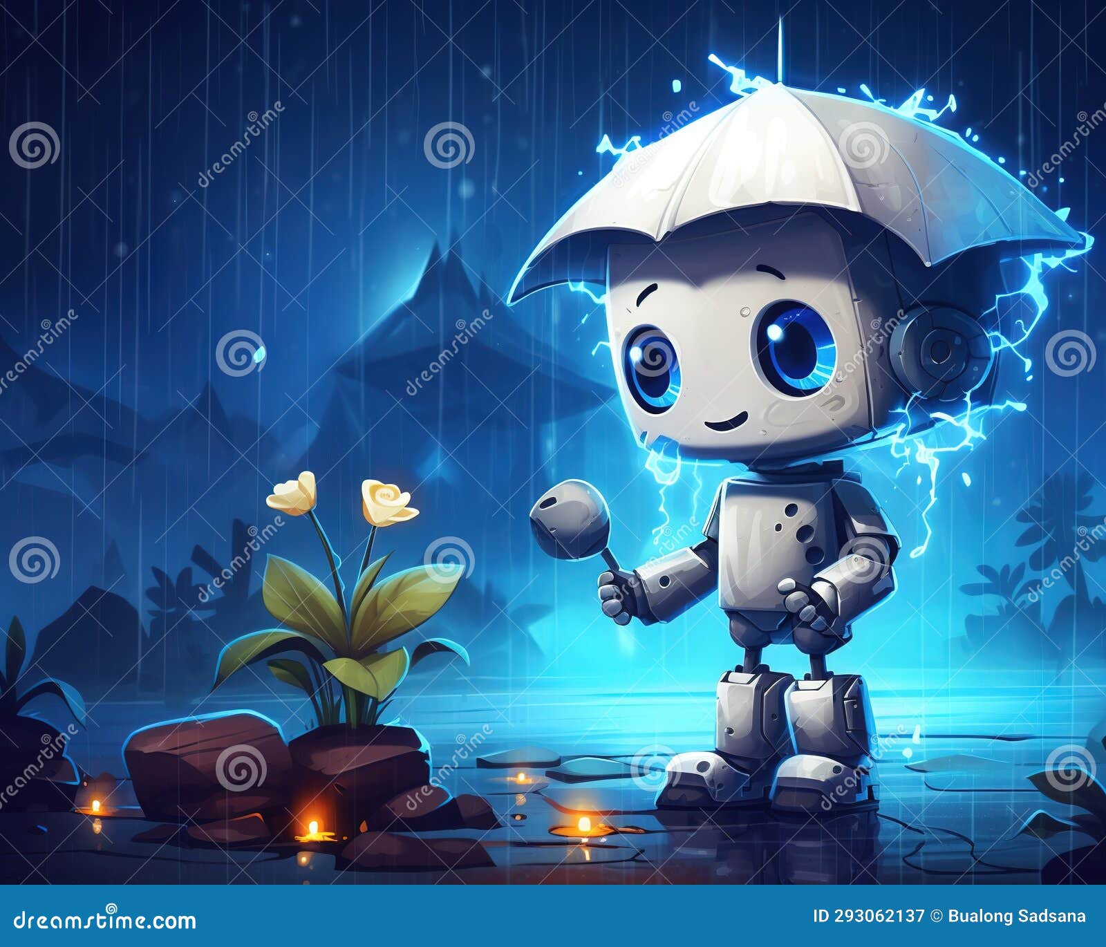 Cute Robot In The Rn Technological Progress Cartoon. Royalty-Free ...