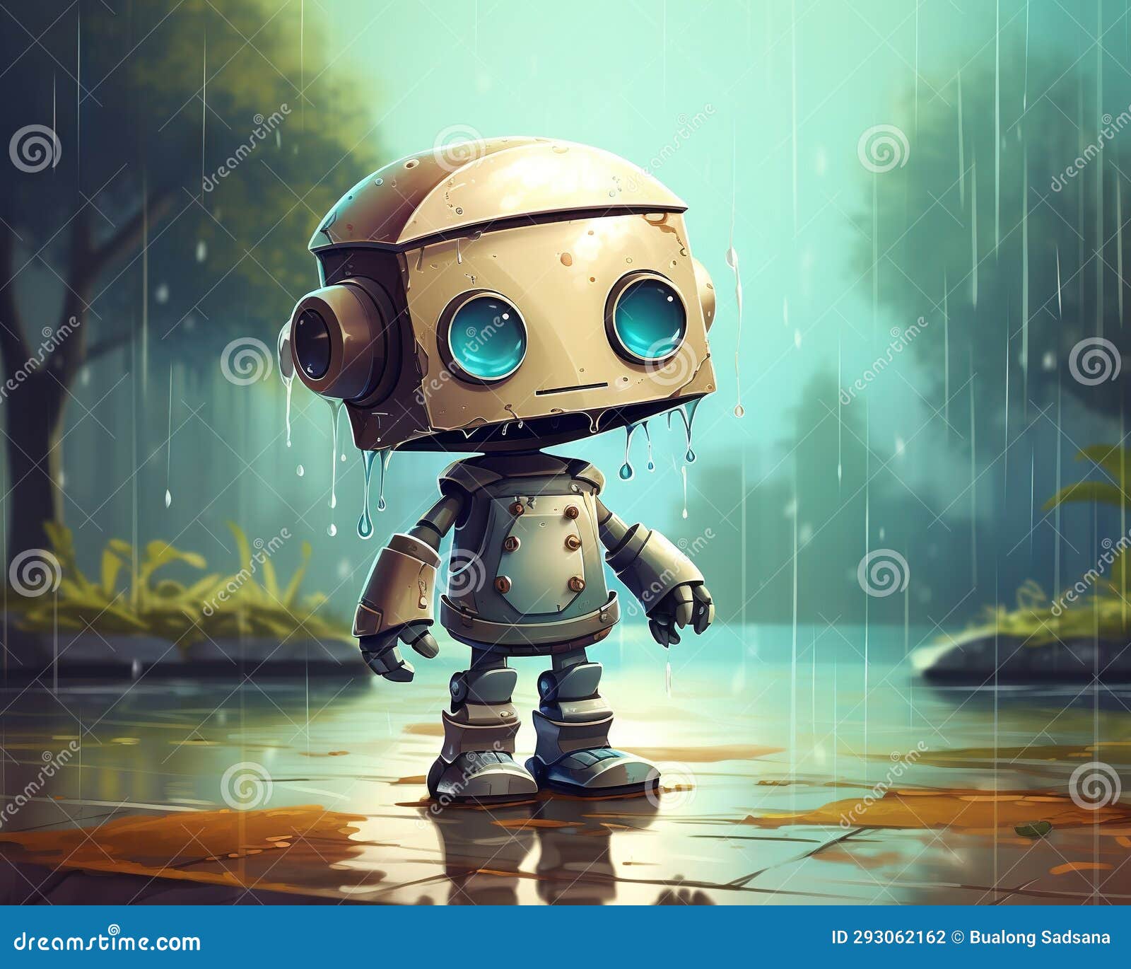 Cute Robot In The Rn Technological Progress Cartoon. Stock Illustration ...