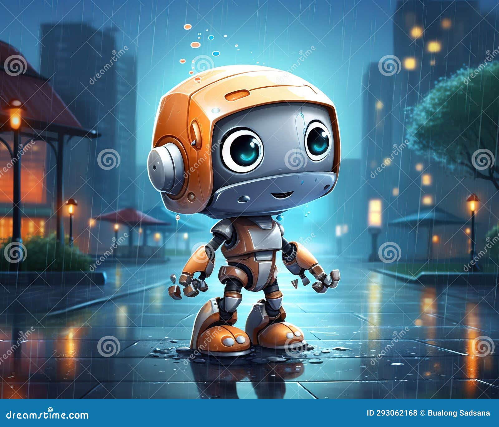 Cute Robot in the Rn Technological Progress Cartoon. Stock Illustration ...