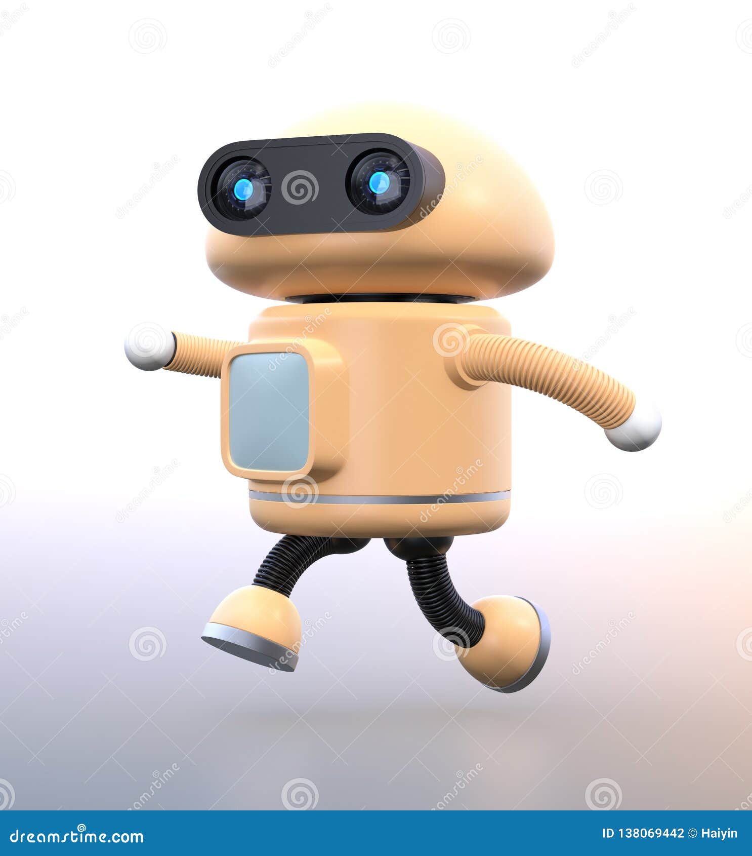 Cute Robot Running in Hurry on Gradient Background Stock Illustration ...