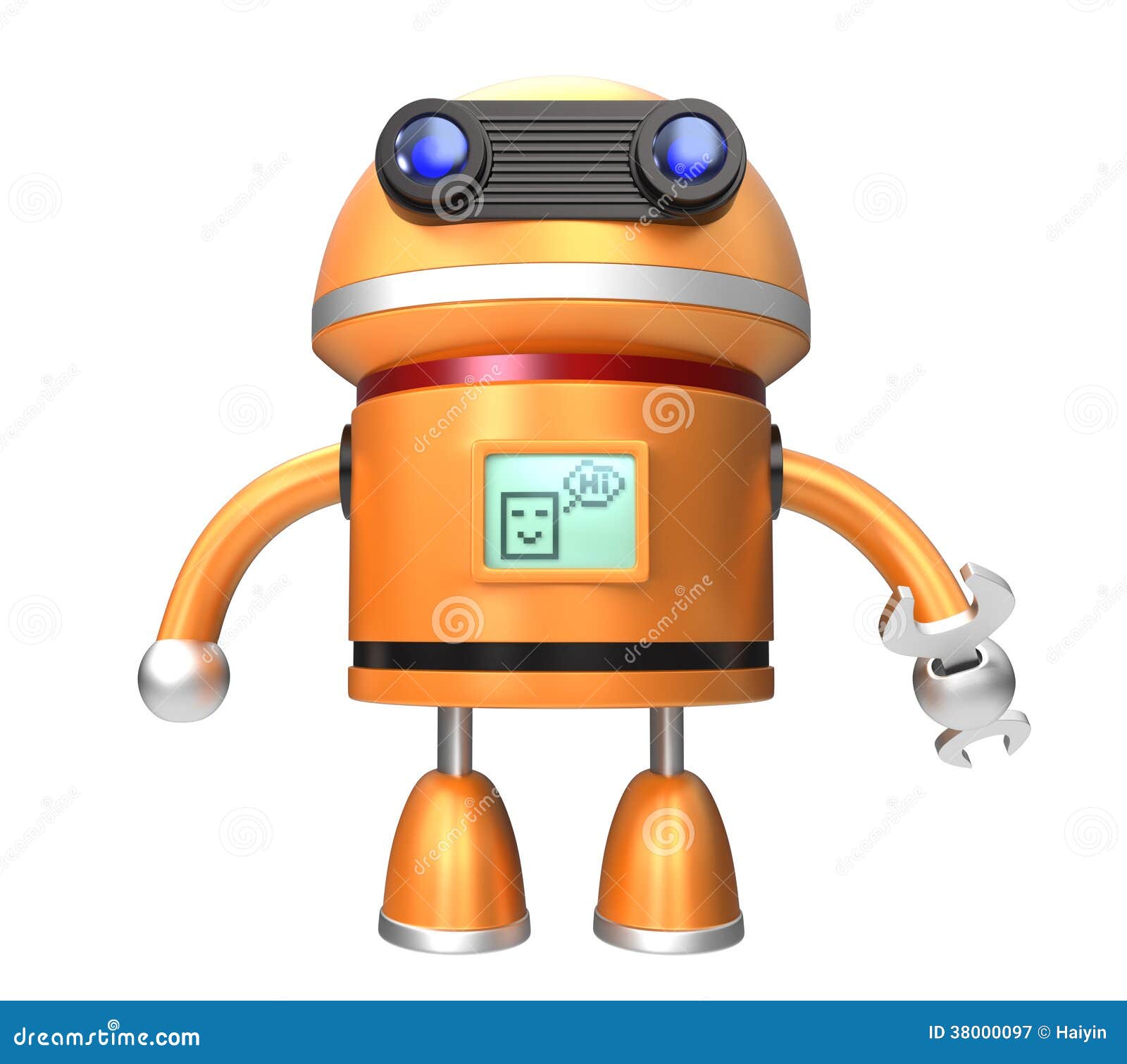 Cute robot say hello stock illustration. Illustration of orange - 38000097