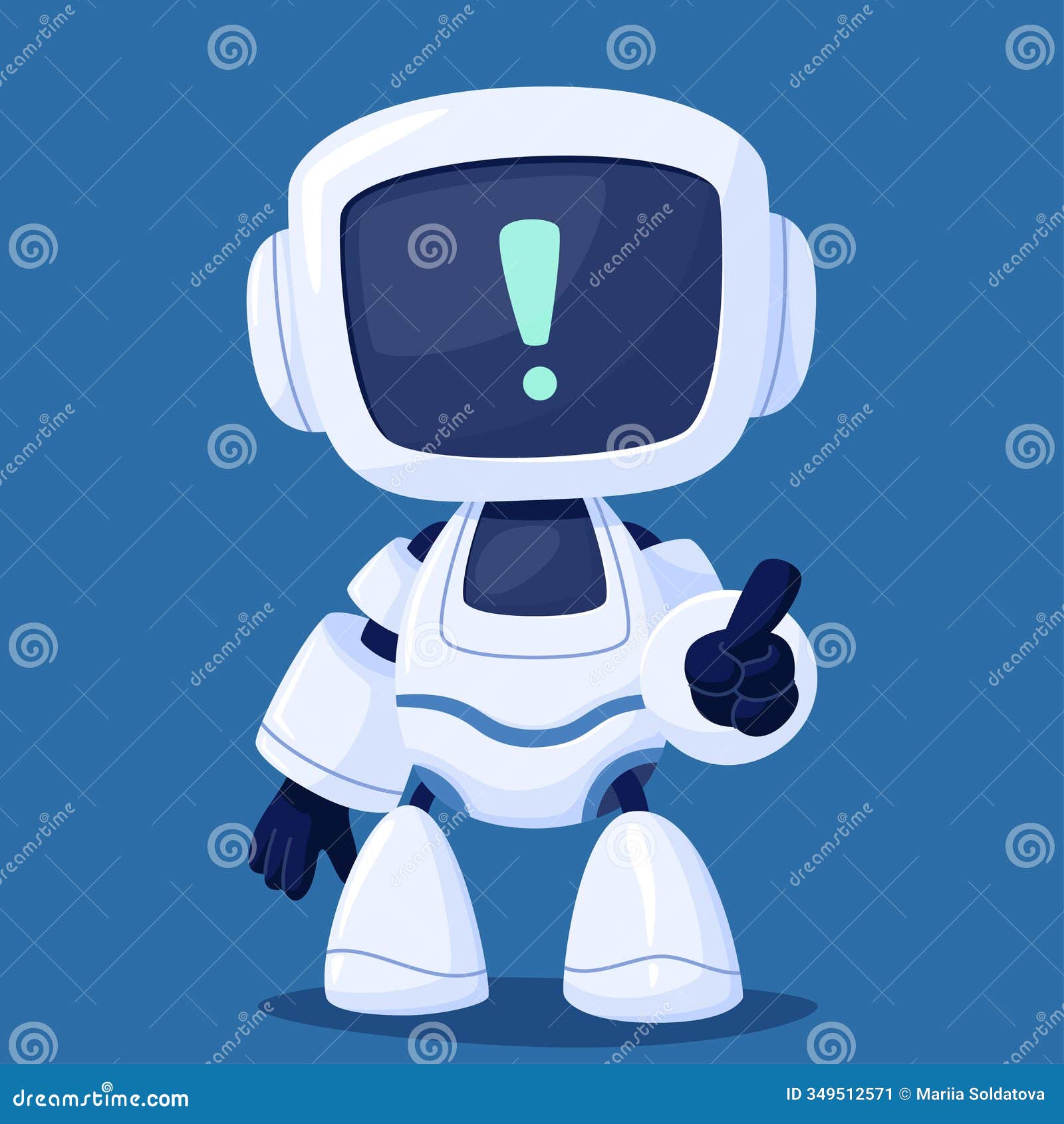 Cute Robot Shows Warning Sign with Hand. Gadget and Device, Modern ...