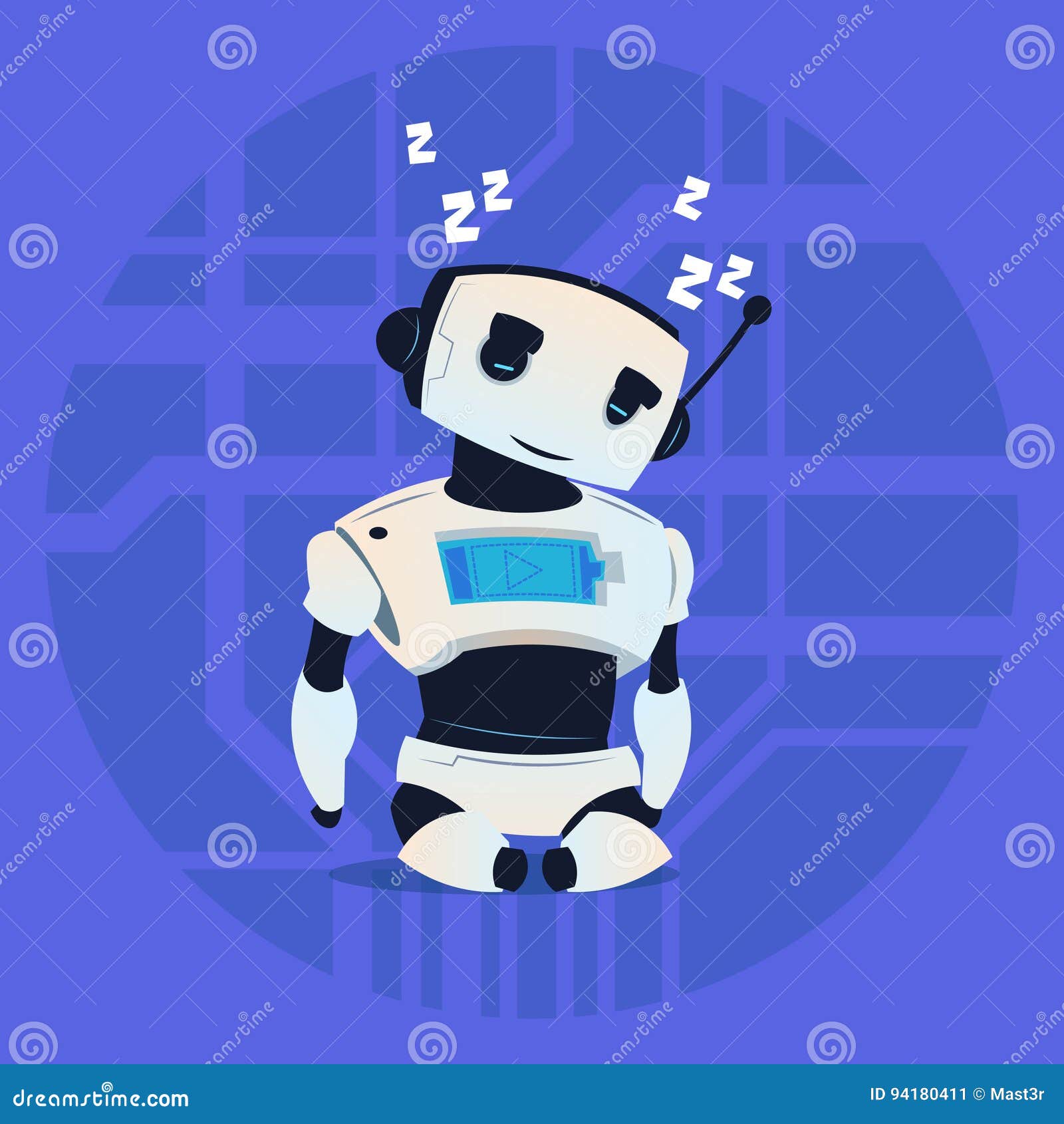 Robot Sleeping. Cyborg Asleep Emotions. Robotic Man Dormant. Vector ...