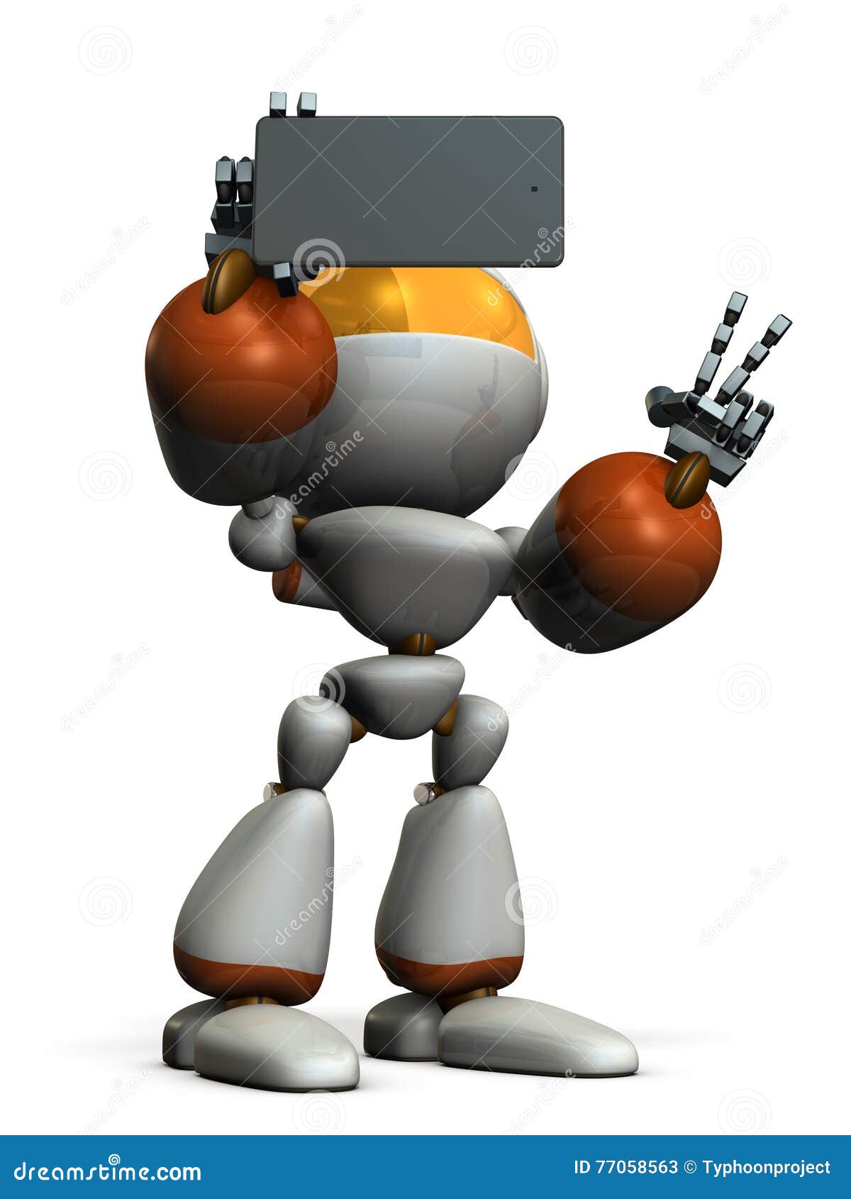 Cute Robot is Taking a Picture by Himself. Stock Illustration ...