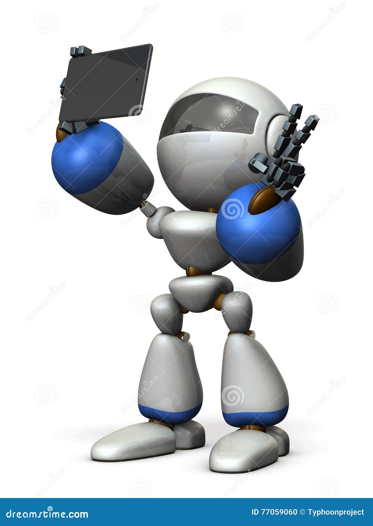 Cute Robot is Taking a Picture by Himself. Stock Illustration ...
