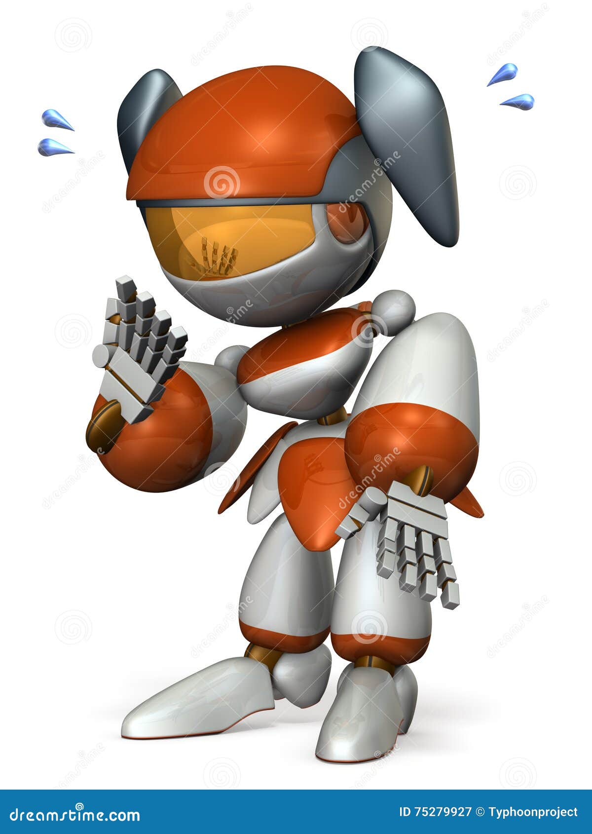 Cute robot is too shy. stock illustration. Illustration of child - 75279927