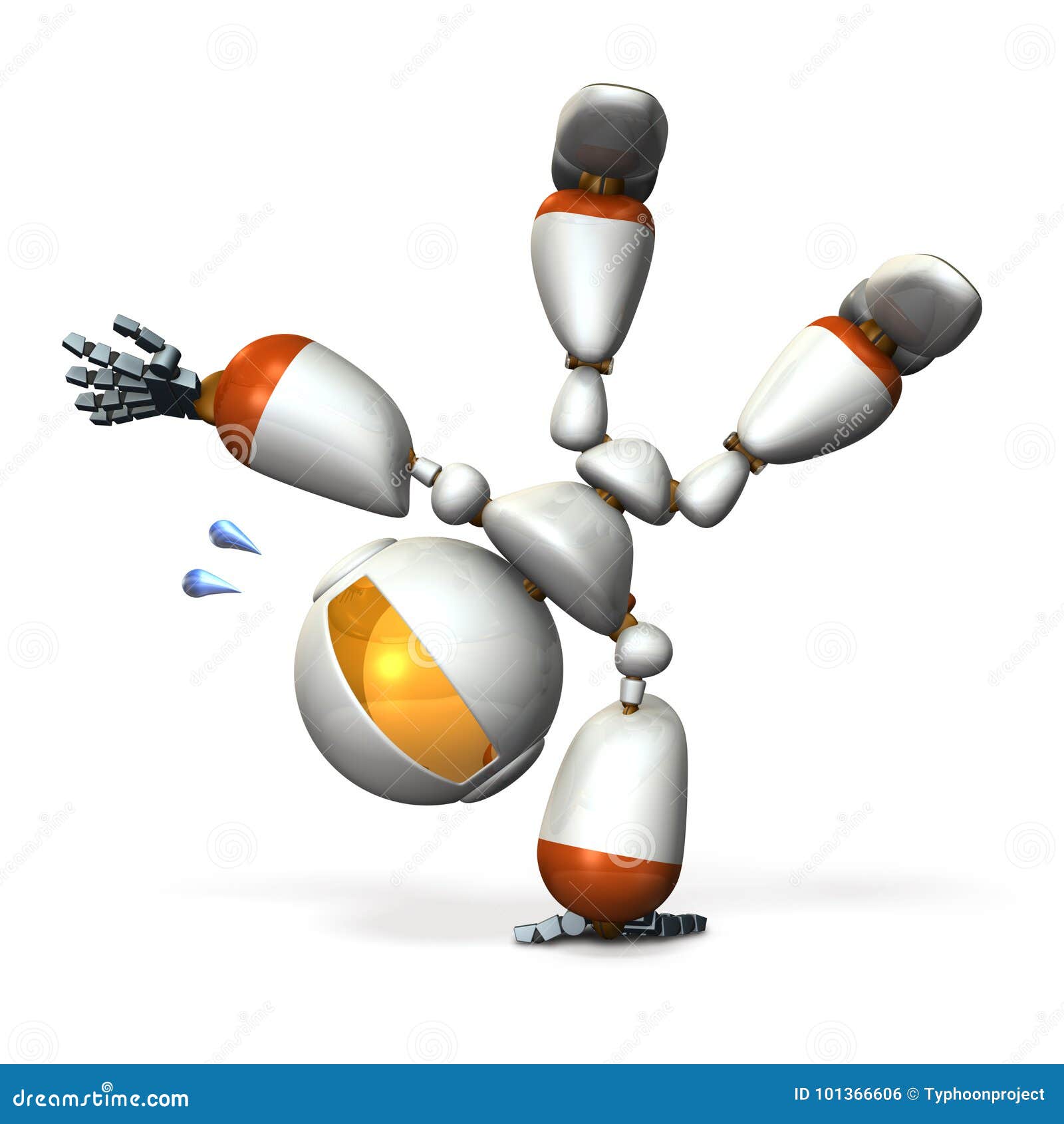 Cute Robot Turning Powerfully. Stock Illustration - Illustration of ...