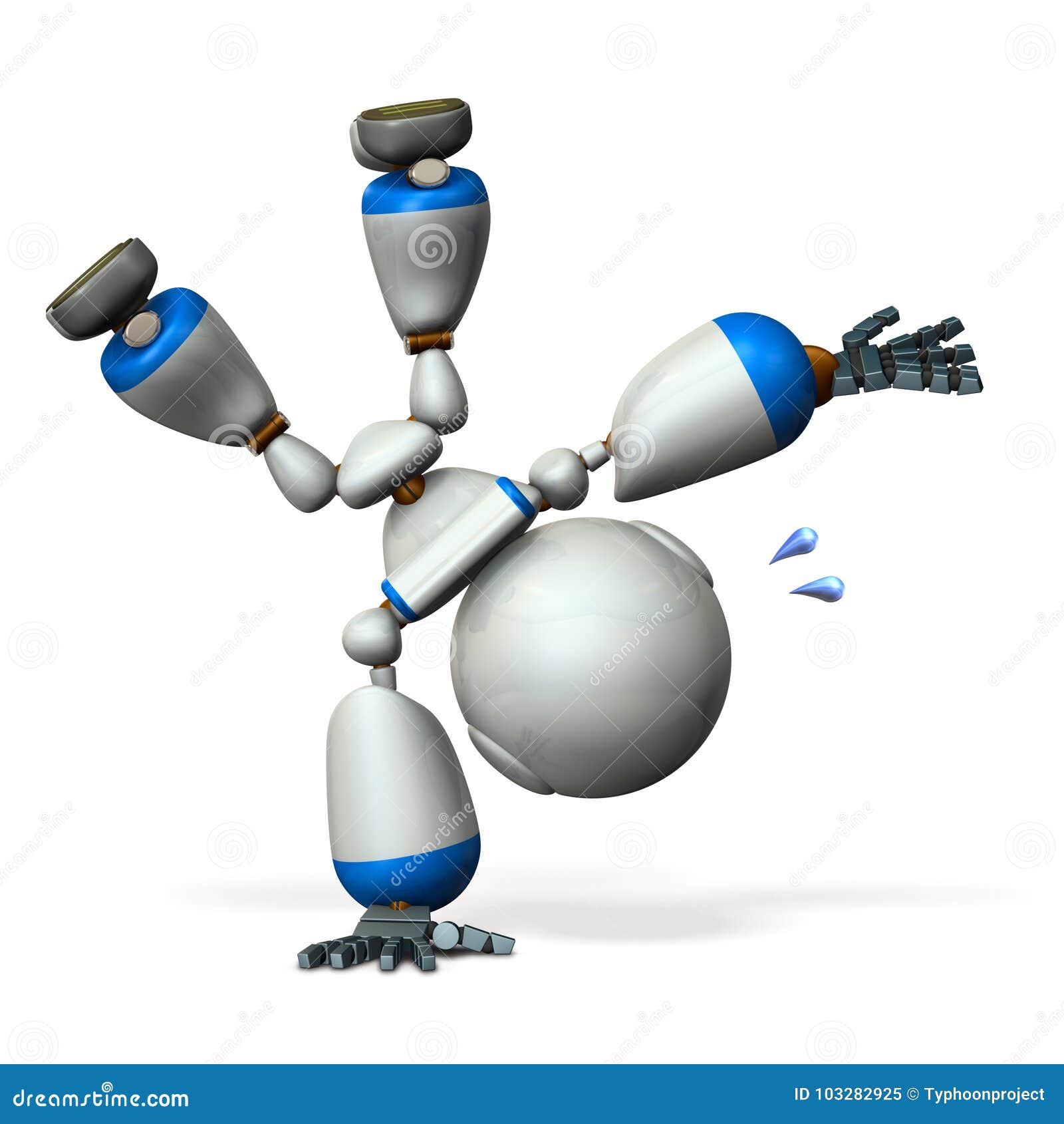 Cute Robot Turning Powerfully. Stock Illustration - Illustration of ...