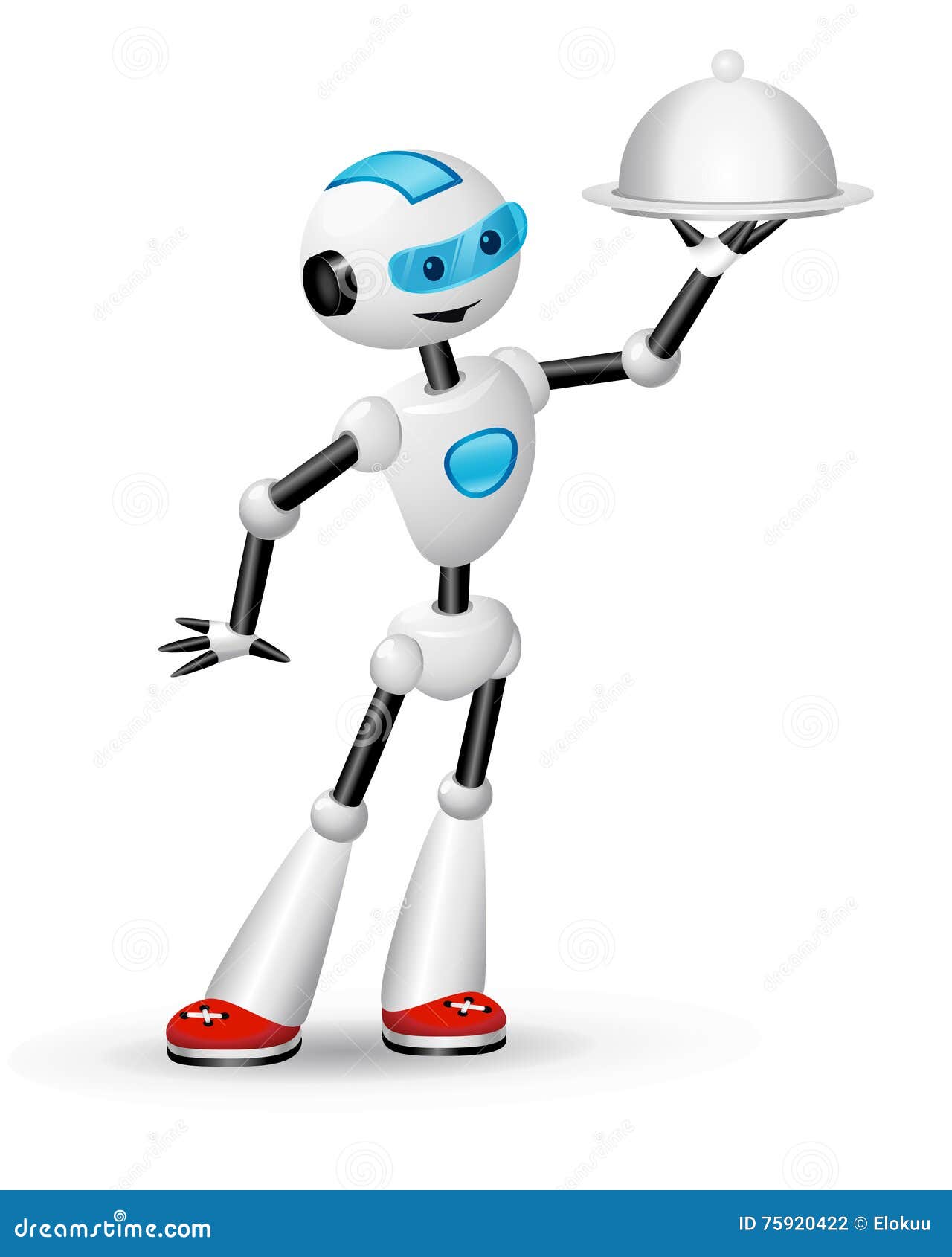 Robot Waiter Cartoon Vector | CartoonDealer.com #35065403