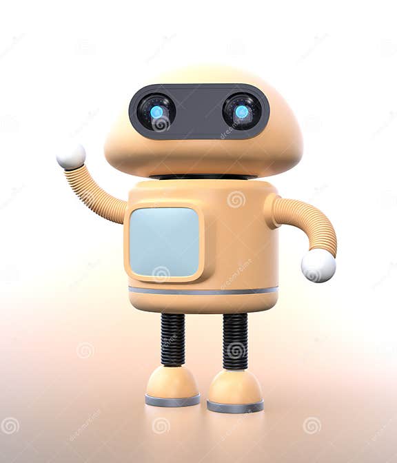 Cute Robot Wave His Hand on Gradient Background Stock Illustration ...