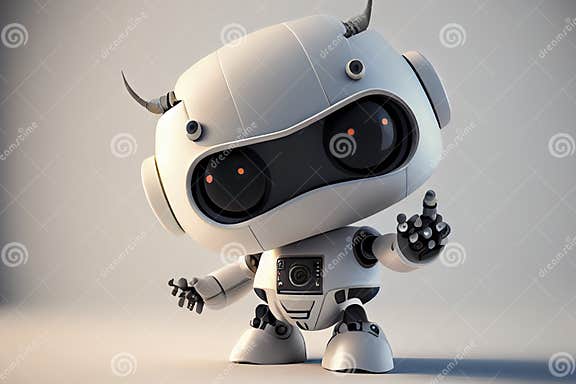 Cute Robot on a White Backdrop with a Pointing Hand and a Winking Eye ...