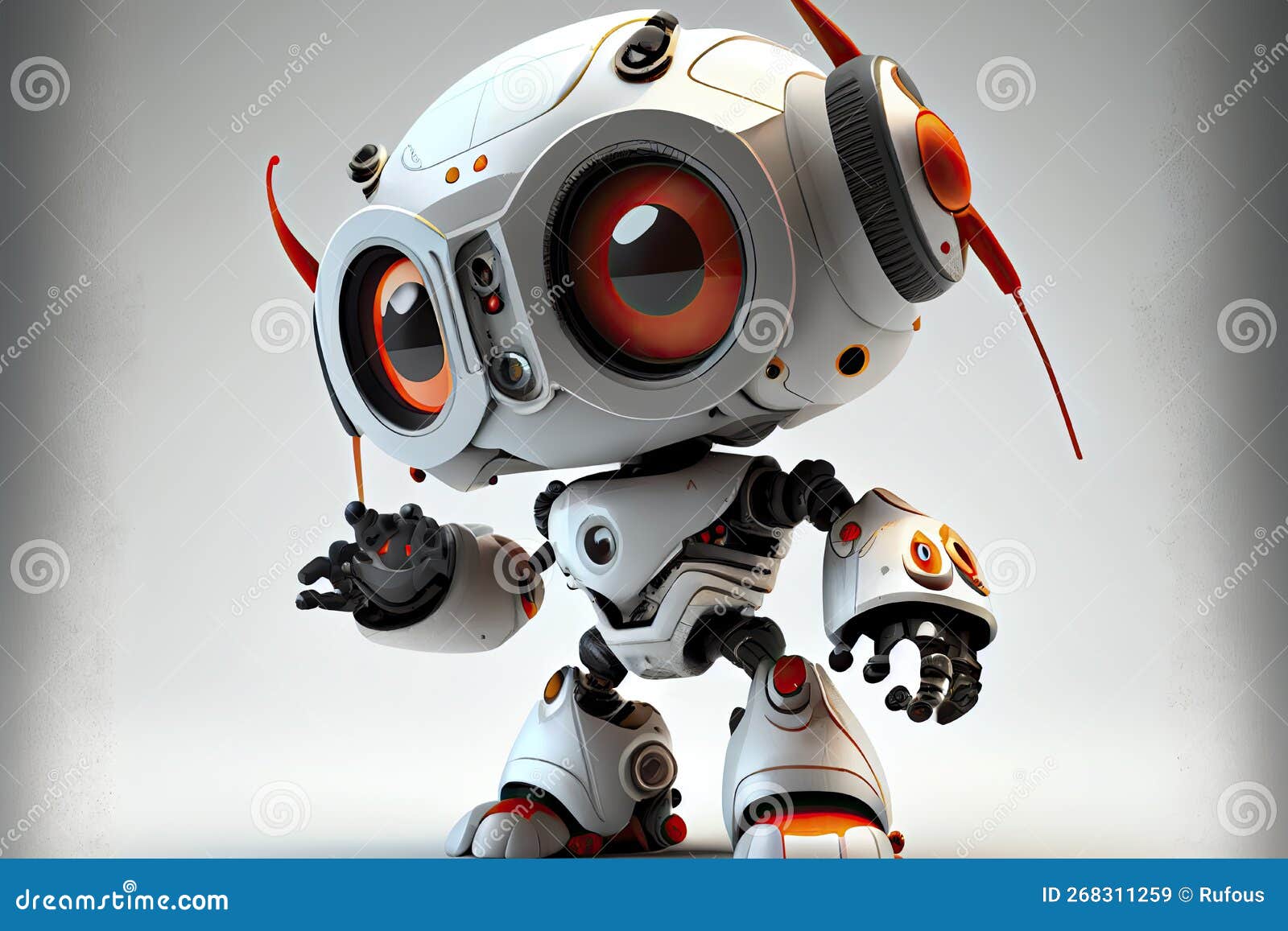 Cute Robot on a White Backdrop with a Pointing Hand and a Winking Eye ...