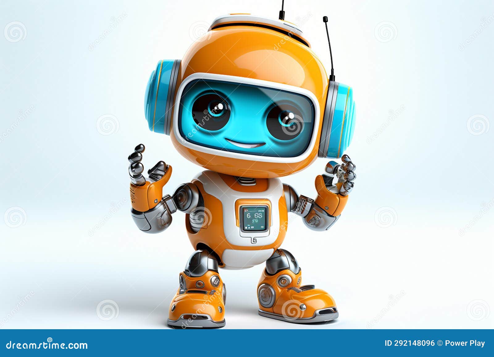 Cute Robot on a White Background Stock Illustration - Illustration of ...