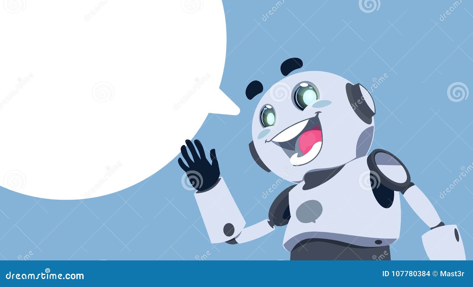 Robot Chatterbot Holding Megaphone Over Chat Bubbles Background ...