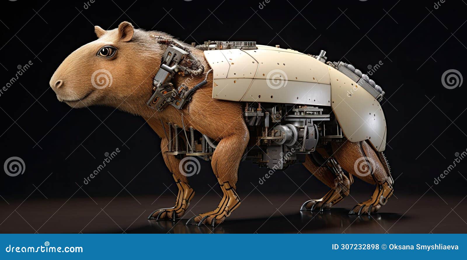 Cute Robotic Capybara Animal Robot. AI 3D Illustration Stock ...