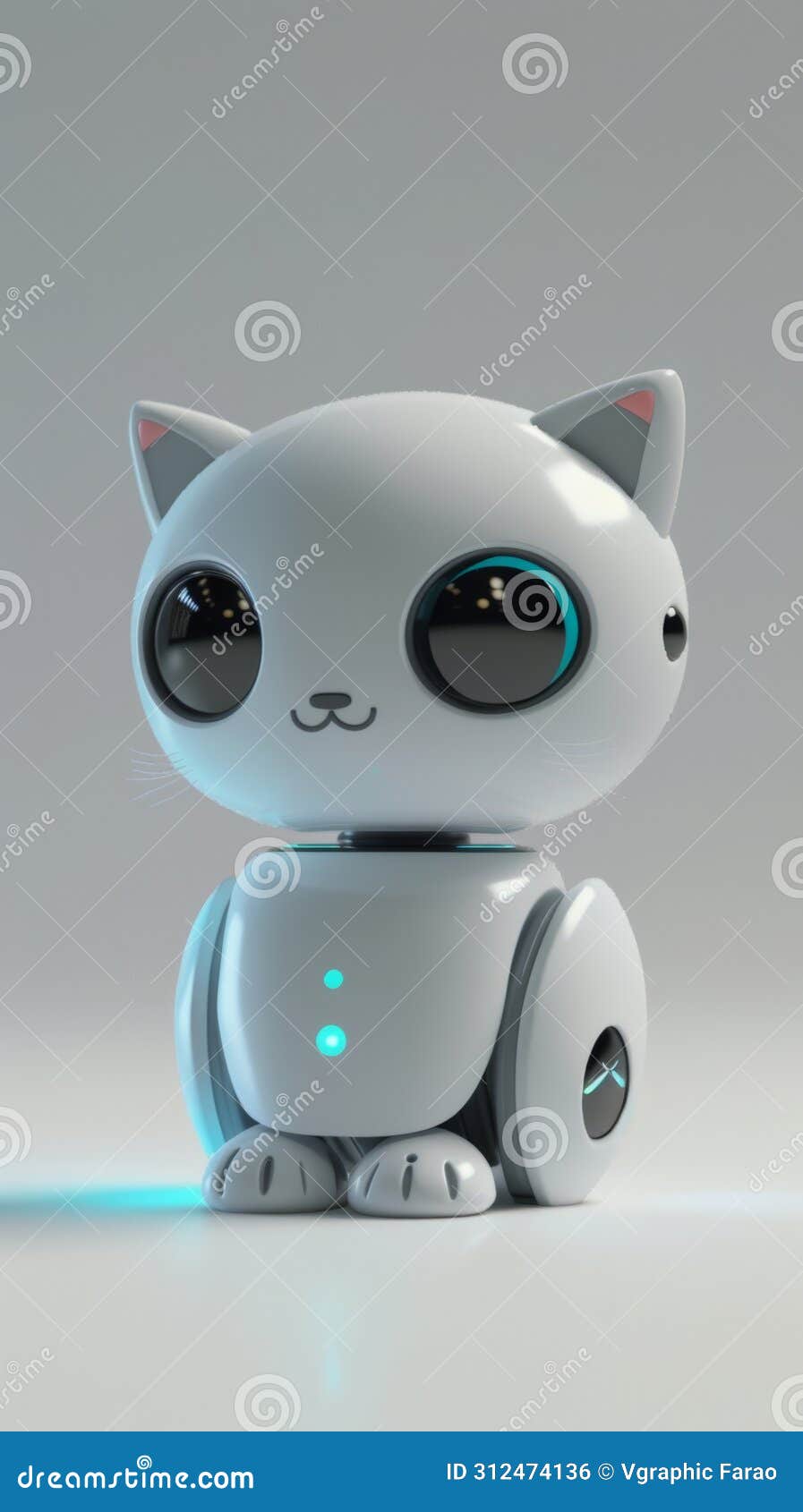 Cute Robotic Cat on a Smooth Background Stock Photo - Image of design ...