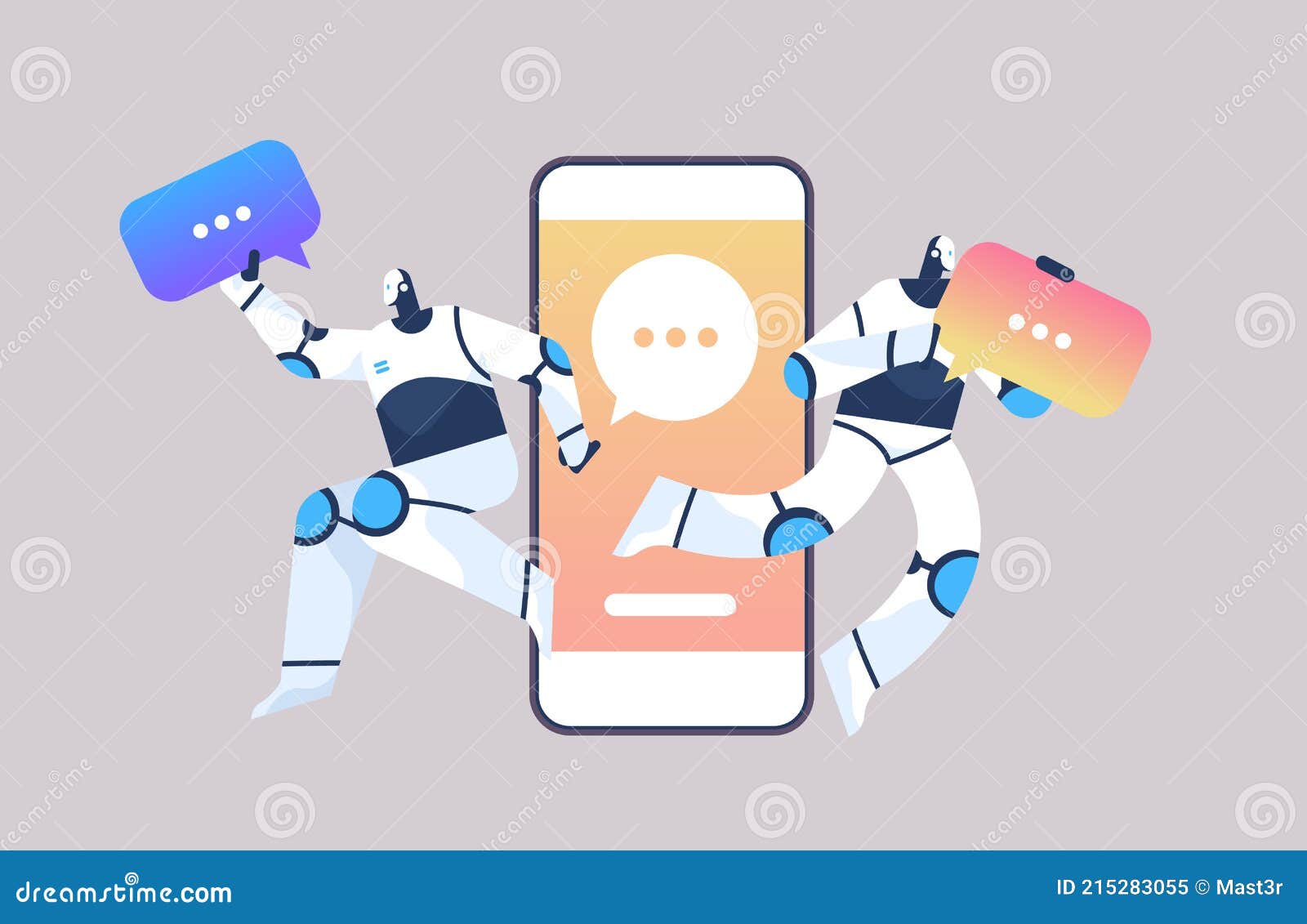 Cute Robots with Chat Bubbles Using Online Mobile Chatting App Online ...