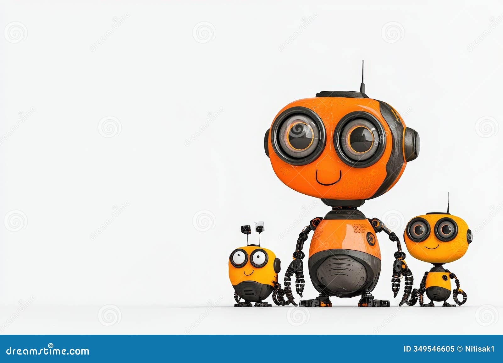 Cute Robots with Friendly Expressions Isolated Stock Illustration ...
