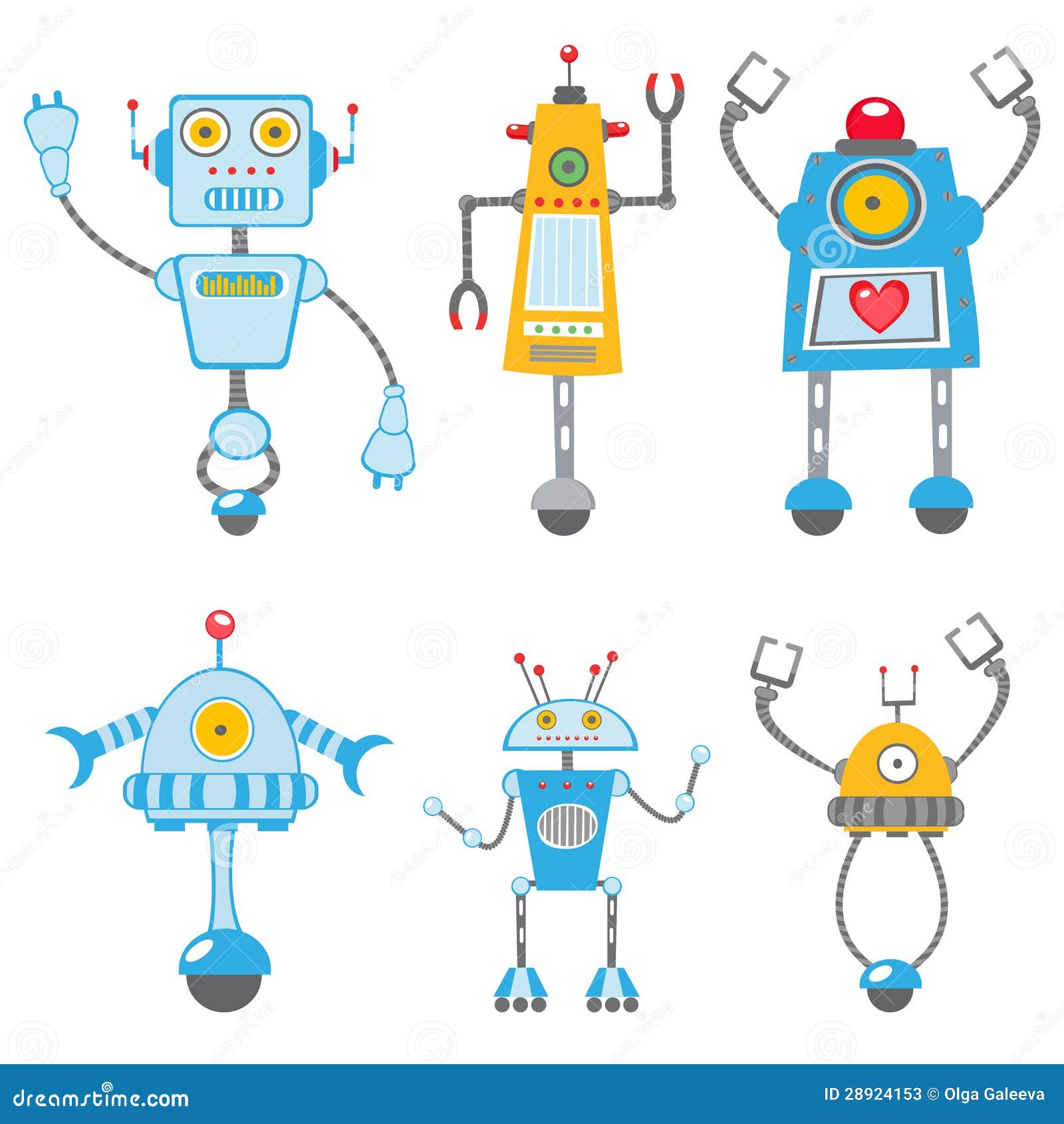 Cute robots set stock illustration. Illustration of abstract - 28924153