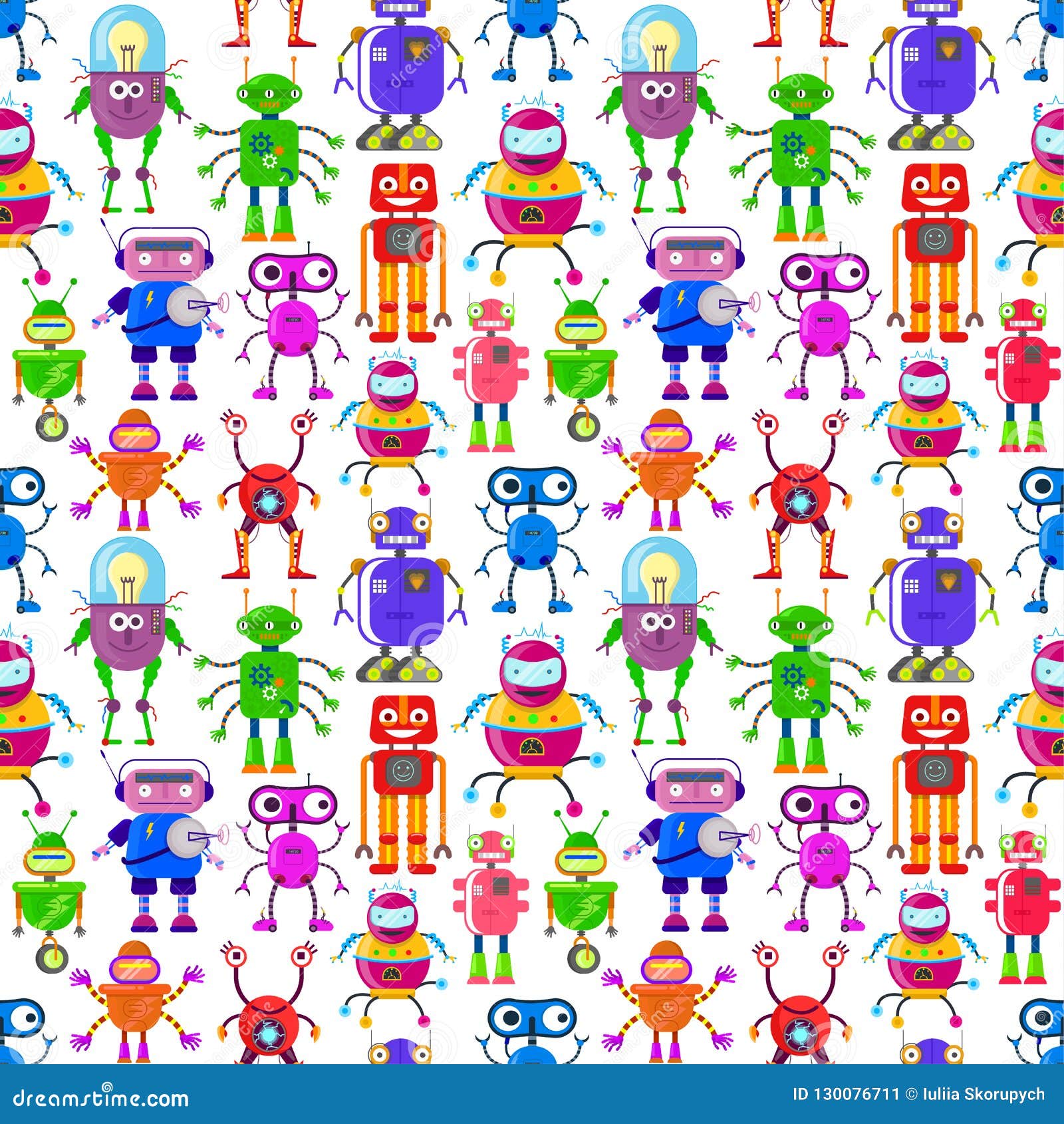 Cute Robots on White Background Stock Vector - Illustration of ...
