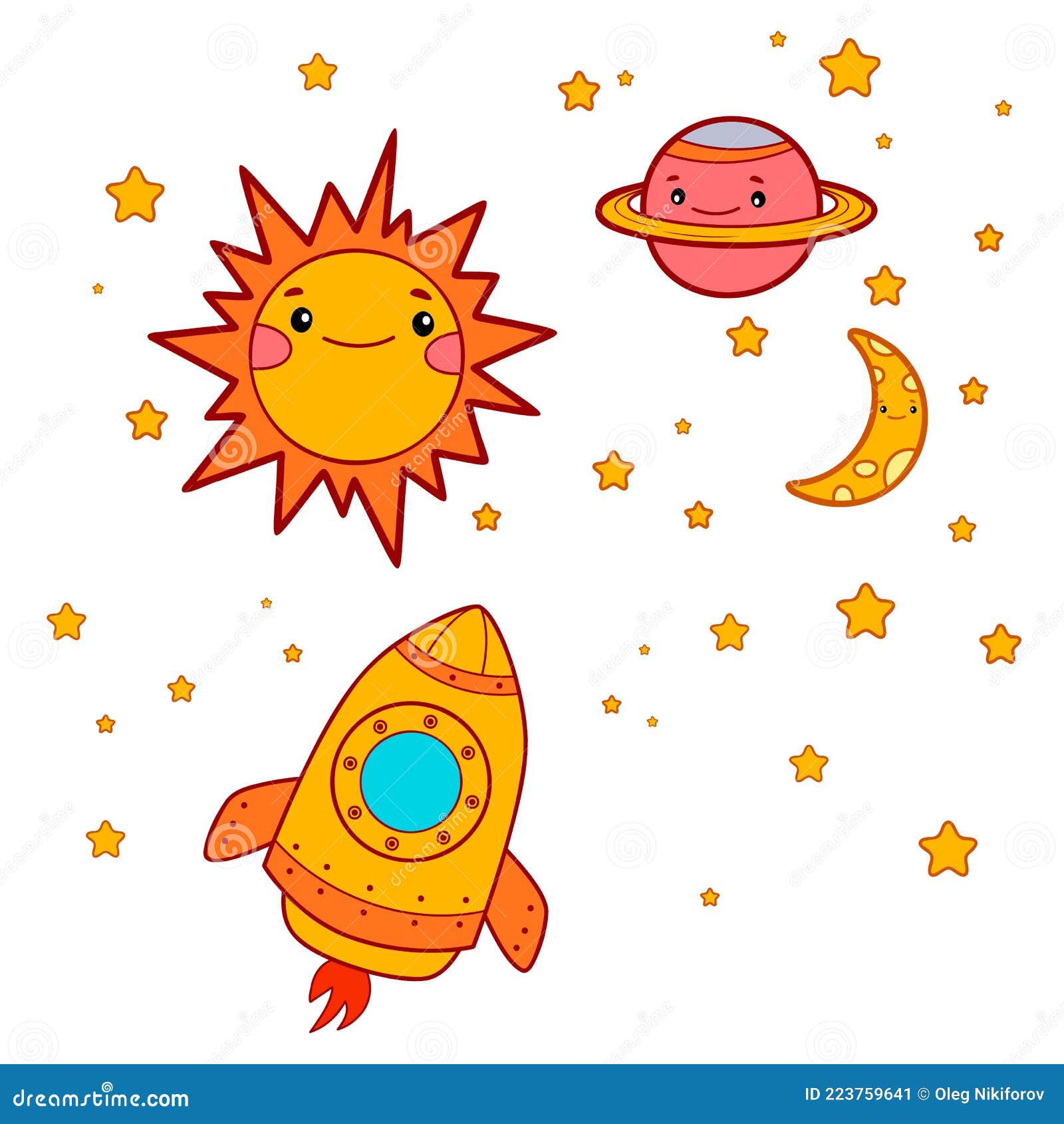 Cute Rocket Cartoon. Space Ship Clipart Vector Illustration Stock ...