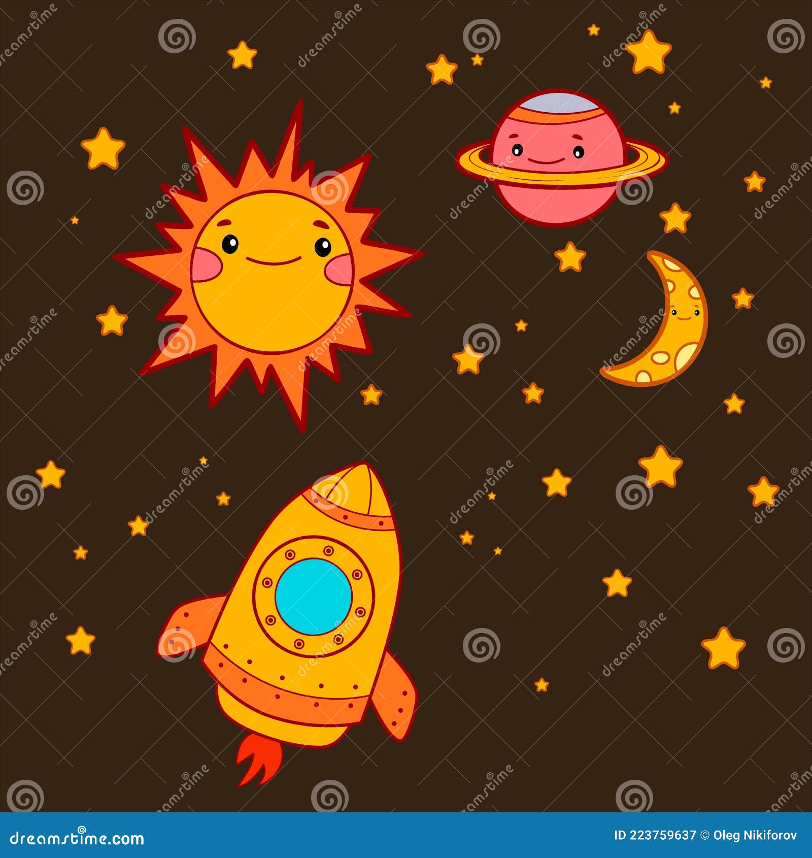 Cute Rocket Cartoon. Space Ship Vector Illustration Stock Vector ...