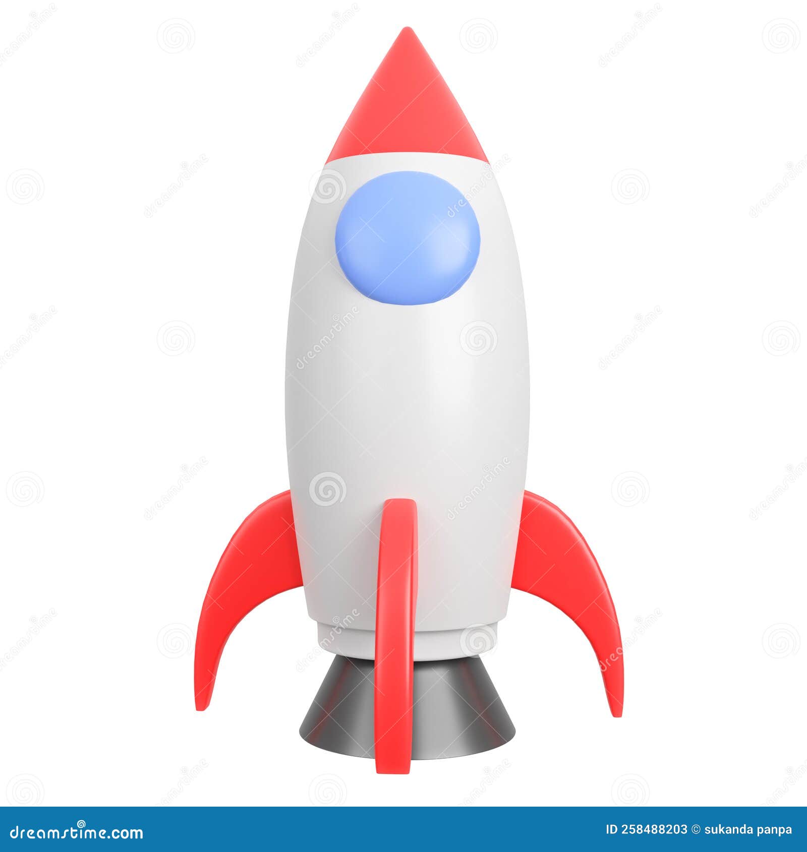 Cute Rocket 3d Render Icon Illustration Stock Illustration ...
