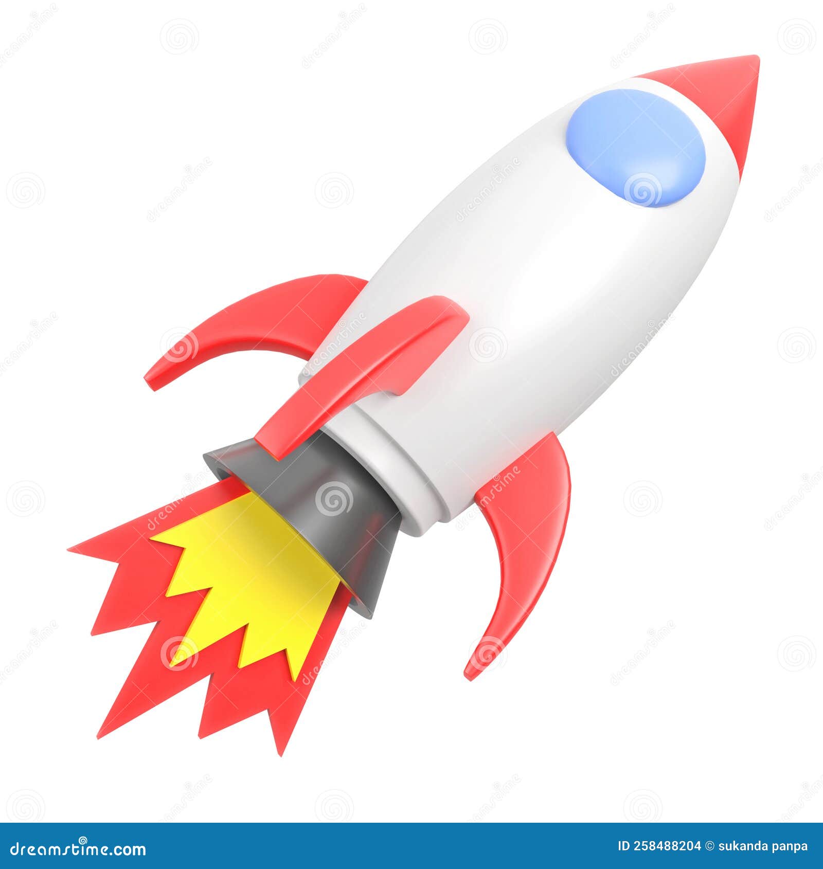 Cute Rocket 3d Render Icon Illustration Stock Illustration ...