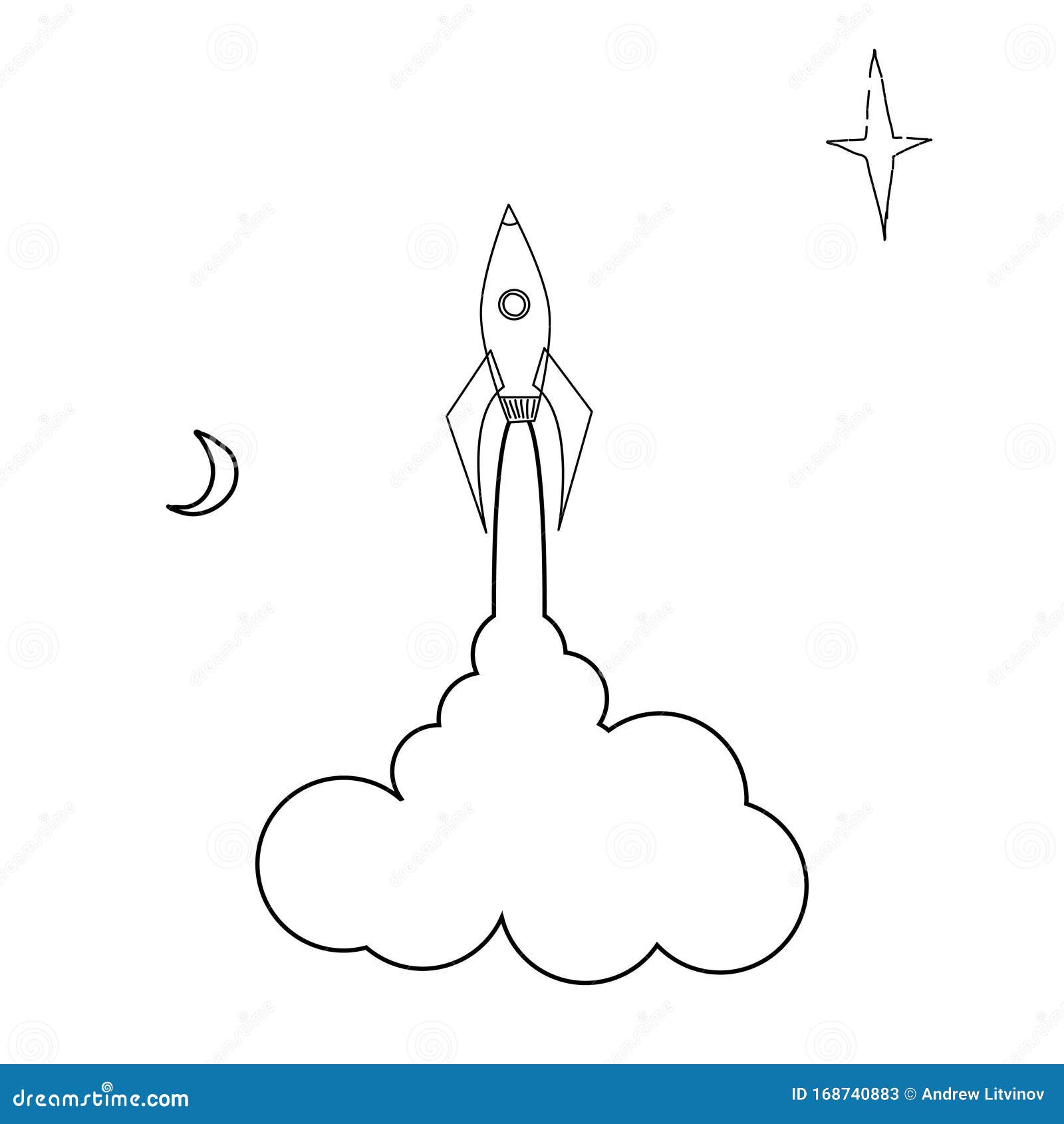 Cute Rocket Drawing in Doodle Style. Illustration on the Theme of Space ...