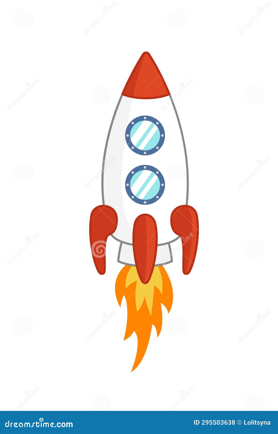 Cute Rocket with Fire and Red Elements. Cartoon, Vector Stock Vector ...