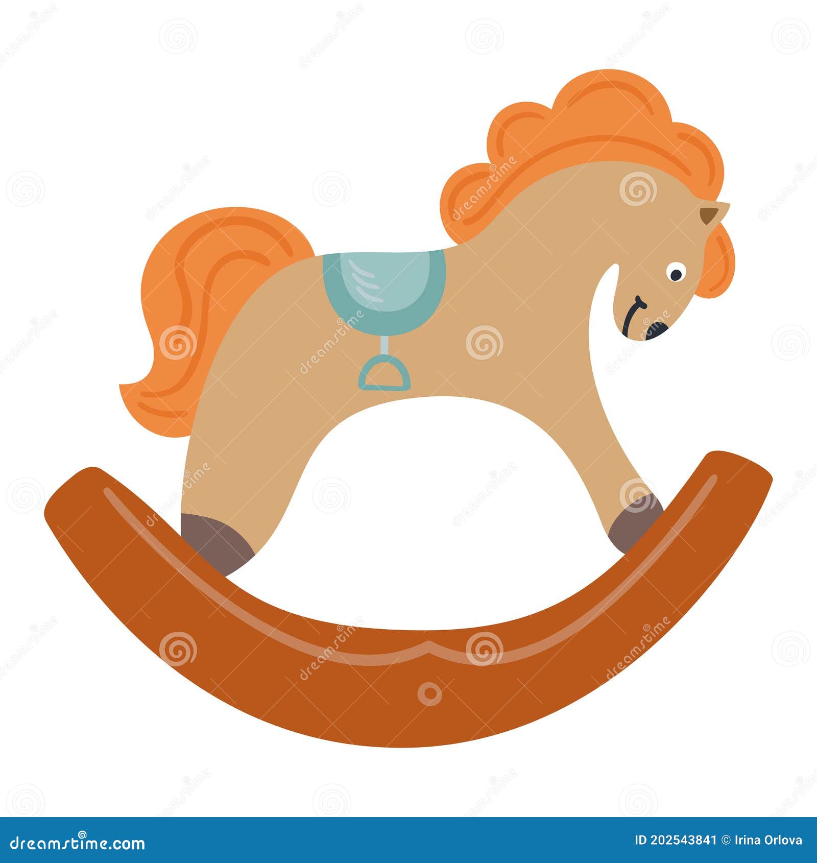 The Cute Rocking Horse is Isolated on White Background Stock Vector ...