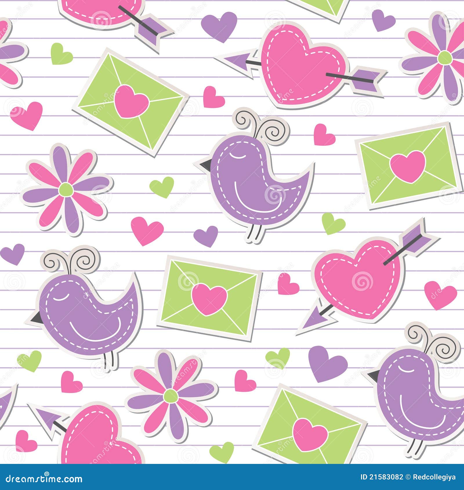 Cute romantic pattern stock vector. Illustration of love - 21583082