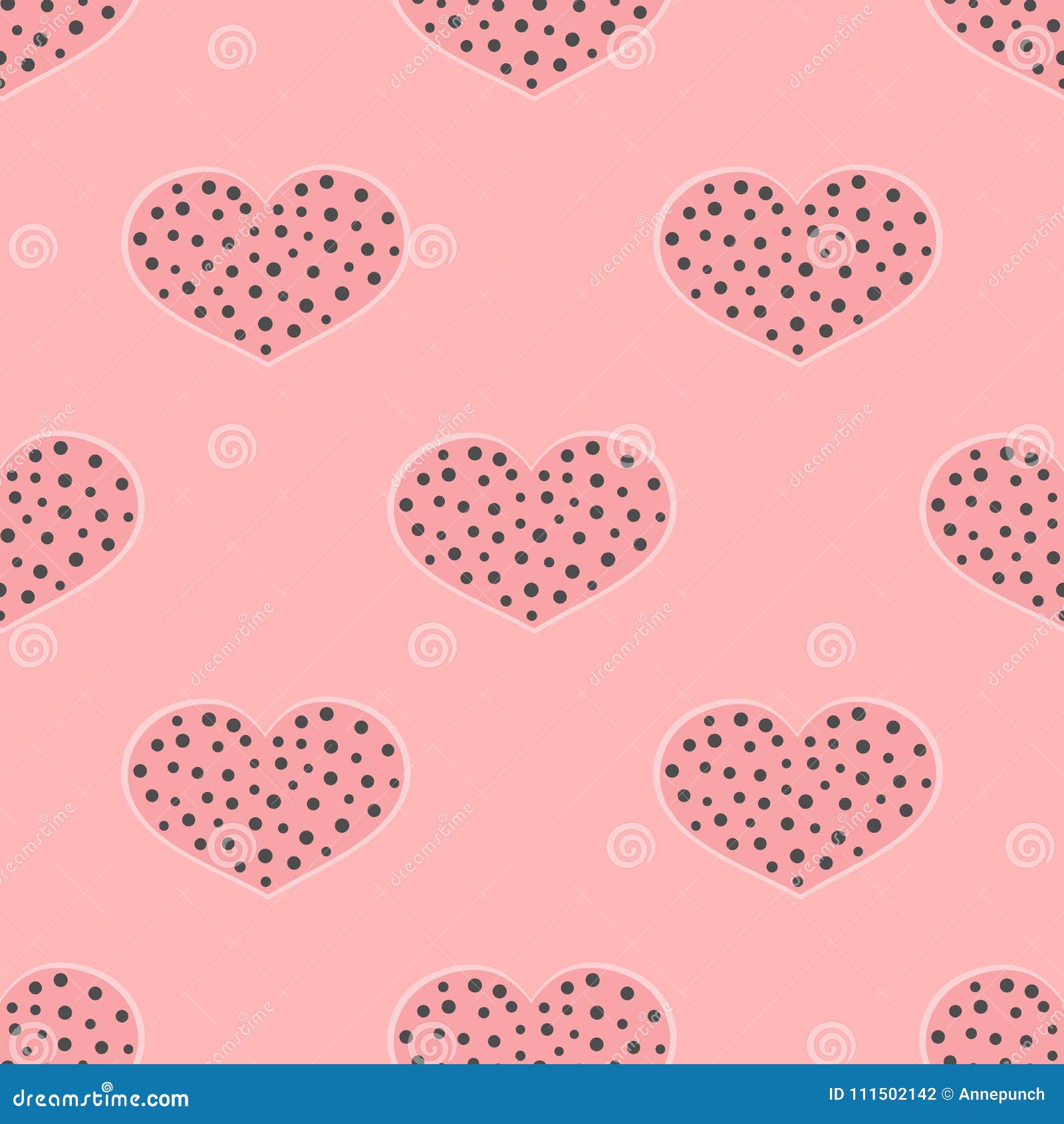 Cute Romantic Seamless Pattern with Repeating Spotted Hearts. Drawn by ...