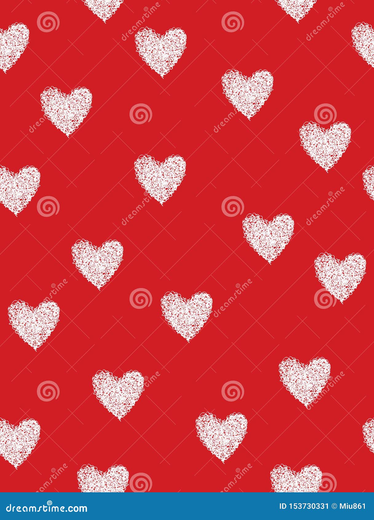 Cute Romantic Vector Pattern with White Sketched Heart Isolated on a ...