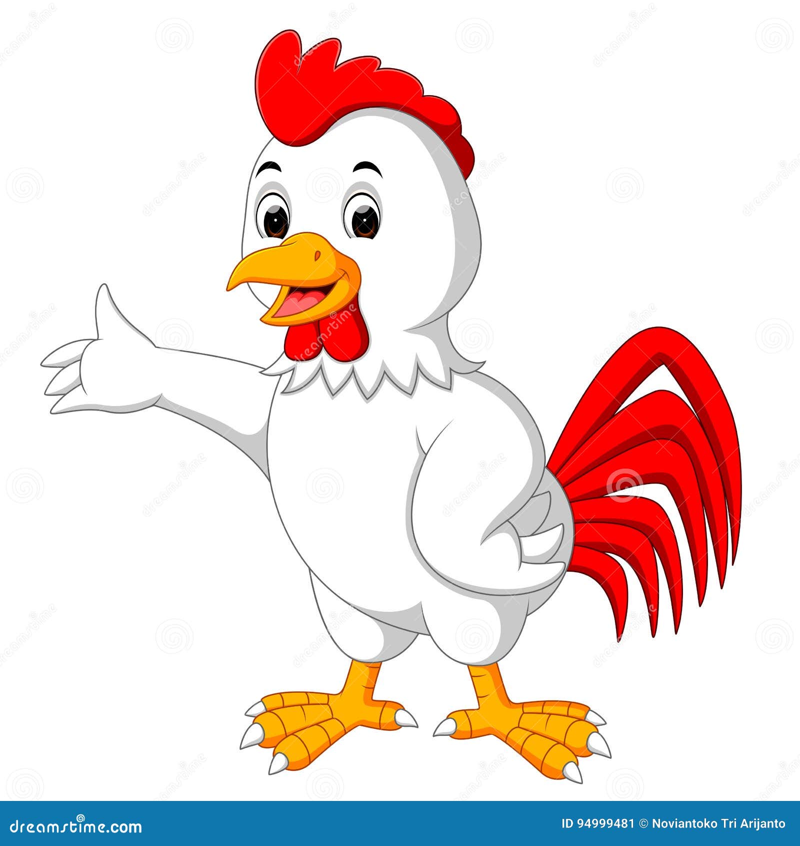 Cute Rooster Cartoon Presenting Stock Vector - Illustration of nature ...