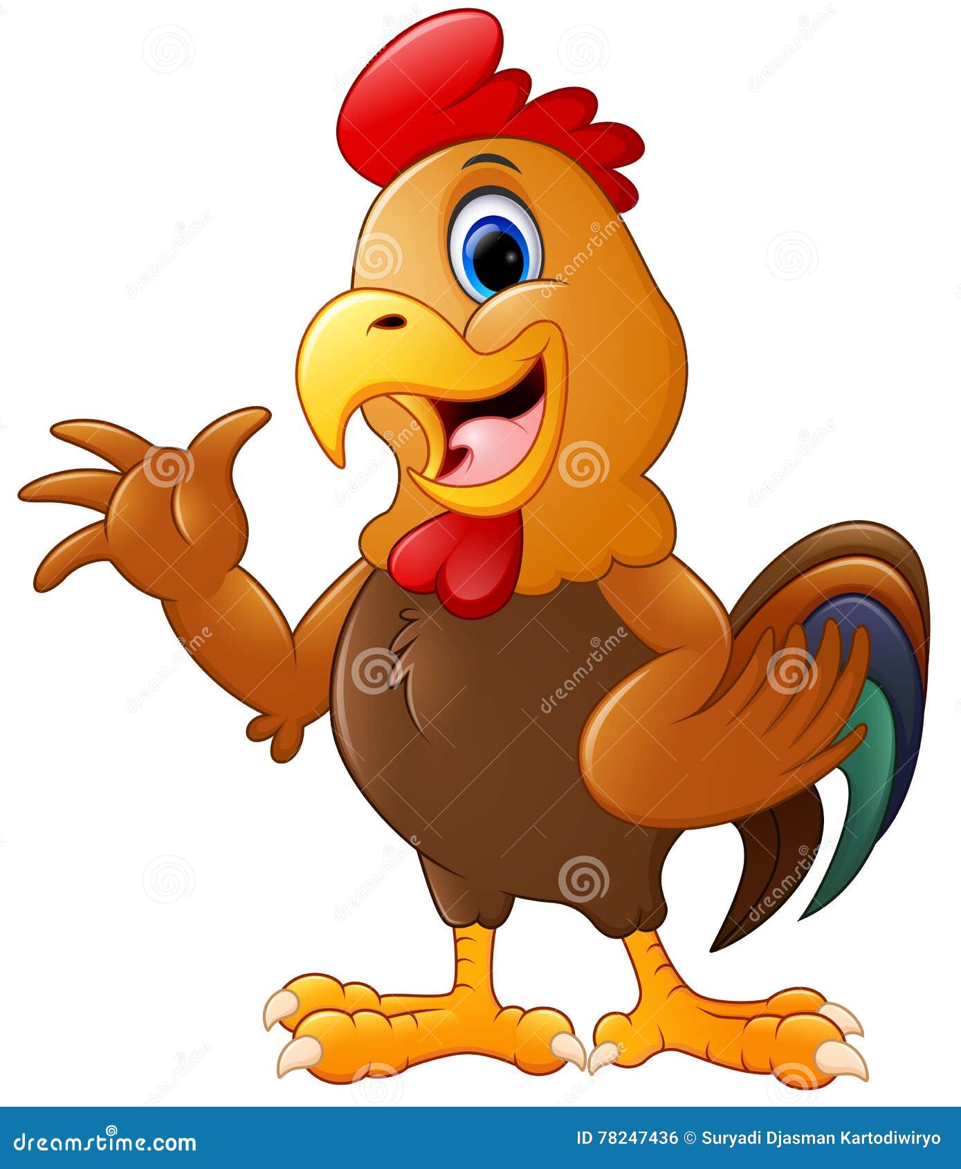 Cute Rooster Cartoon Waving Hands Stock Vector - Illustration of ...