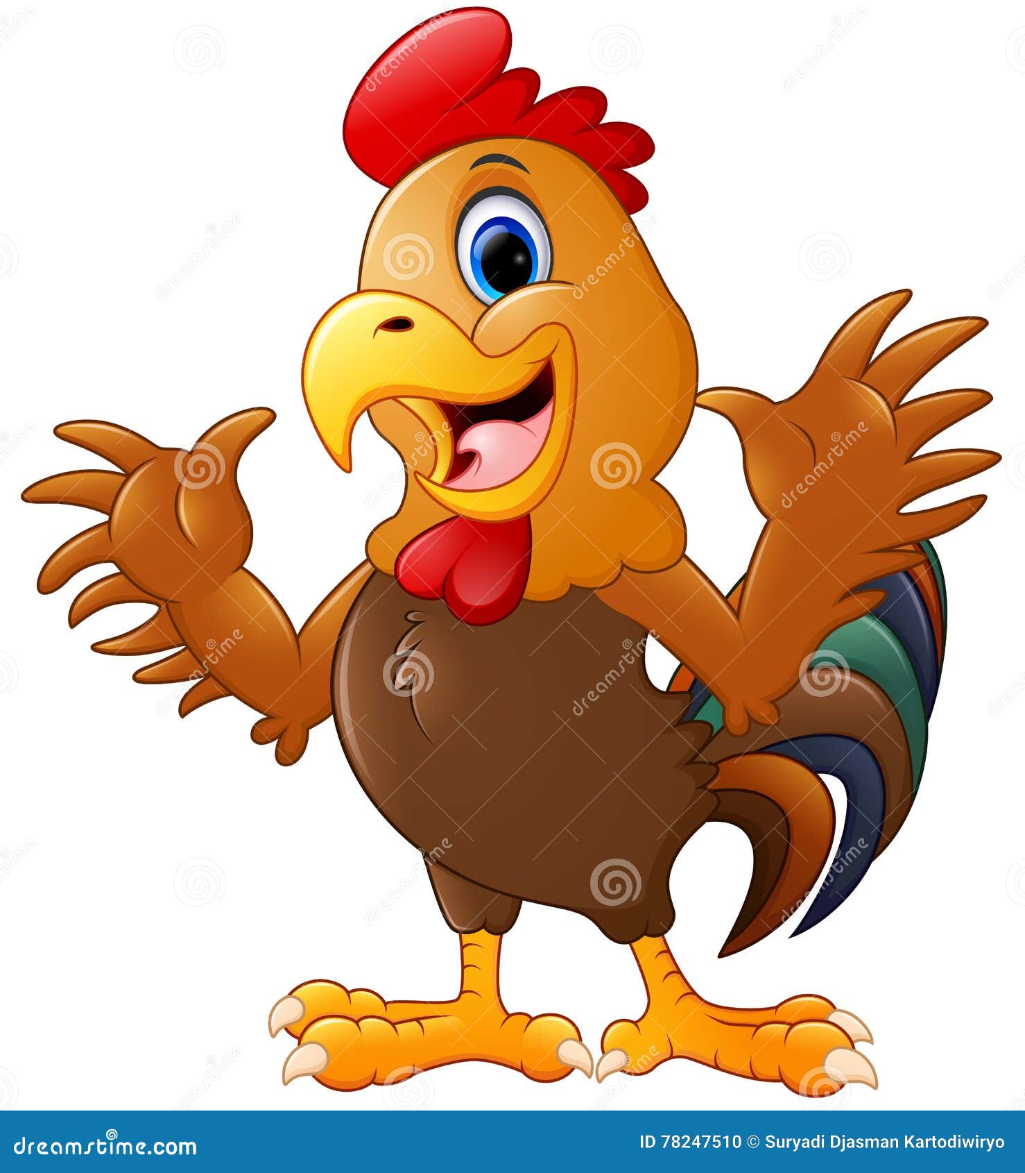 Cute Rooster Cartoon Waving Hands Stock Vector - Illustration of animal ...
