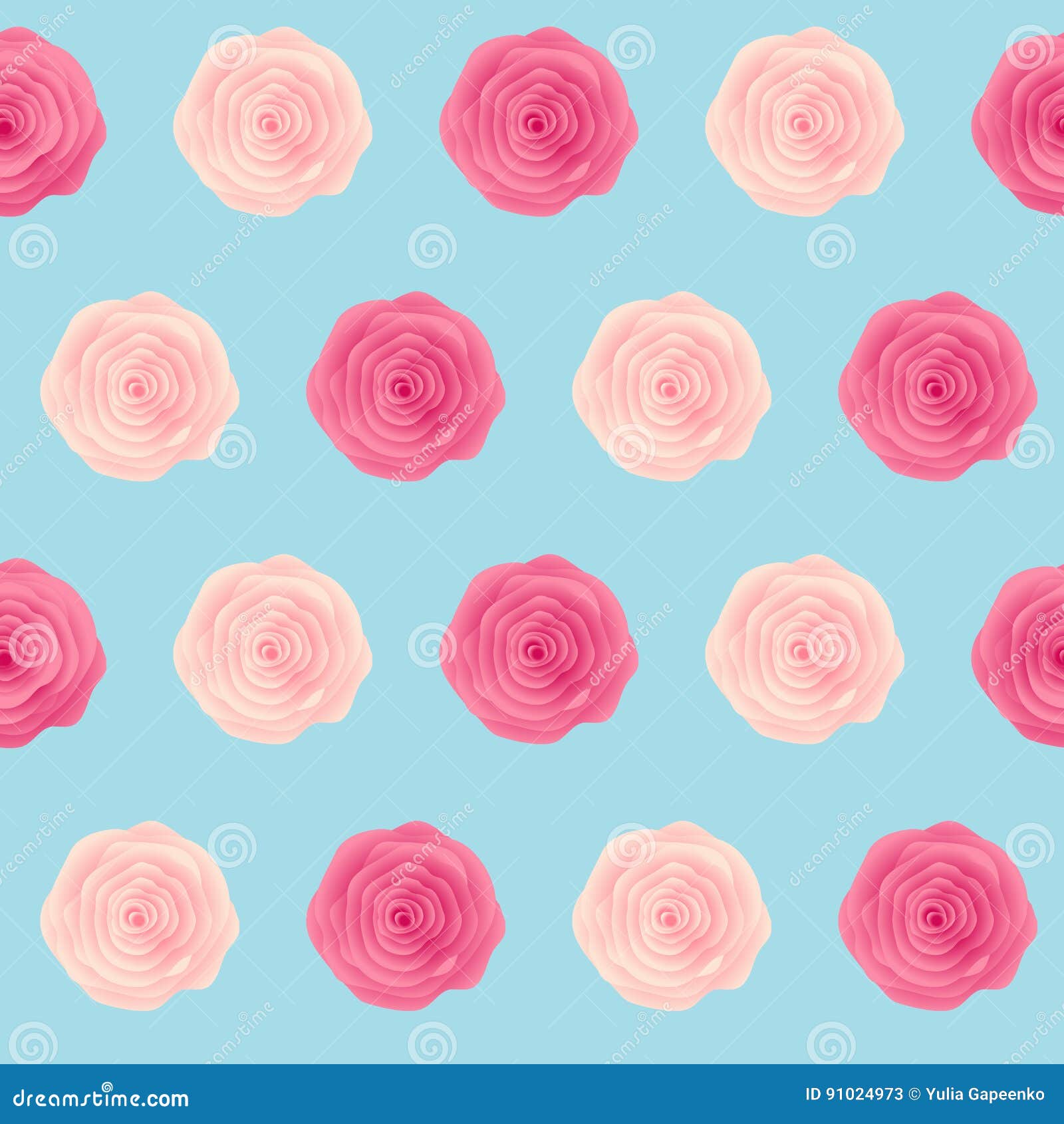 Cute Rose Flower Seamless Pattern Background Vector Illustration Stock ...