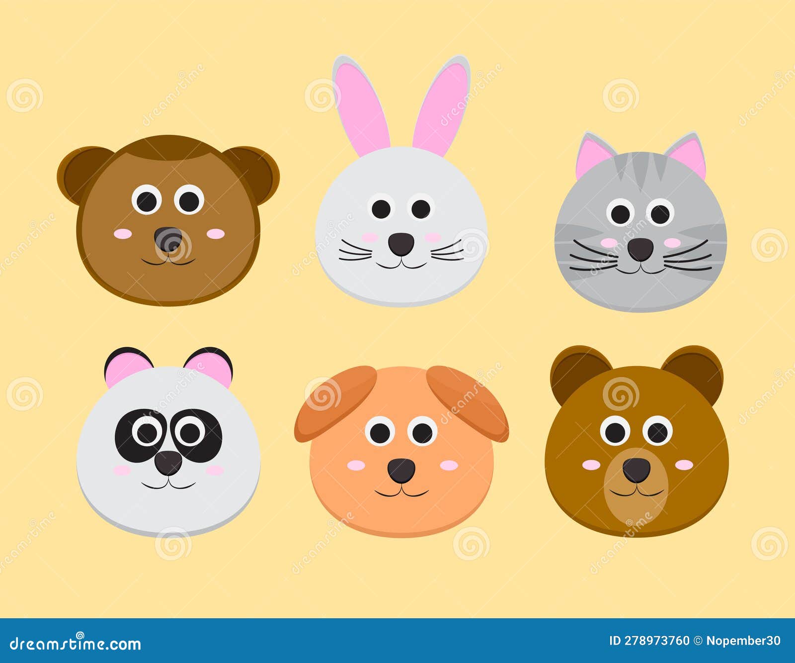 Cute Round Animals stock vector. Illustration of baby - 278973760