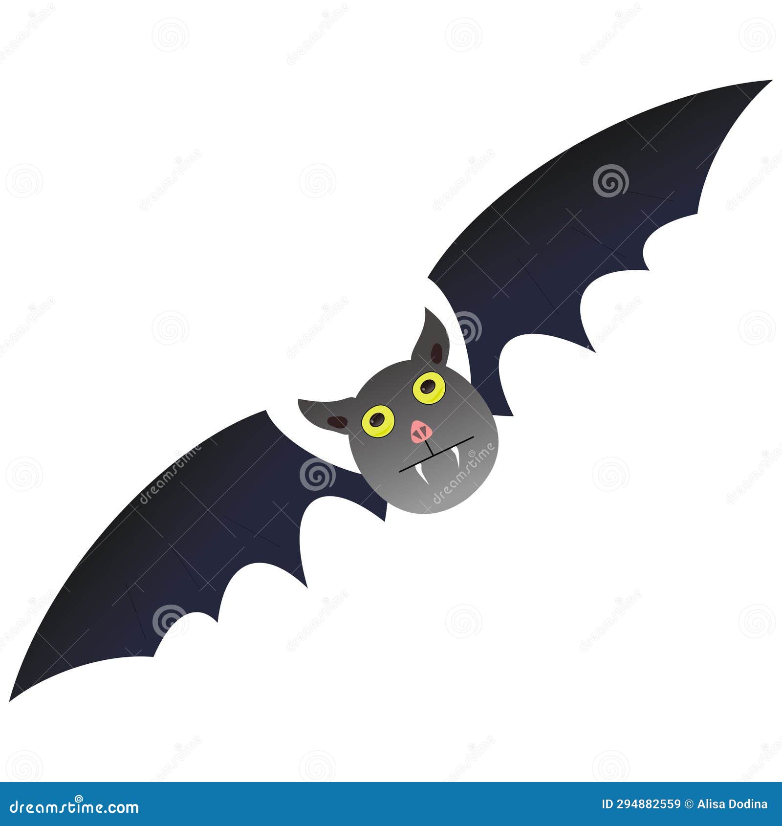 Cute Round Bat with Dark Blue Wings, Halloween Stock Vector ...