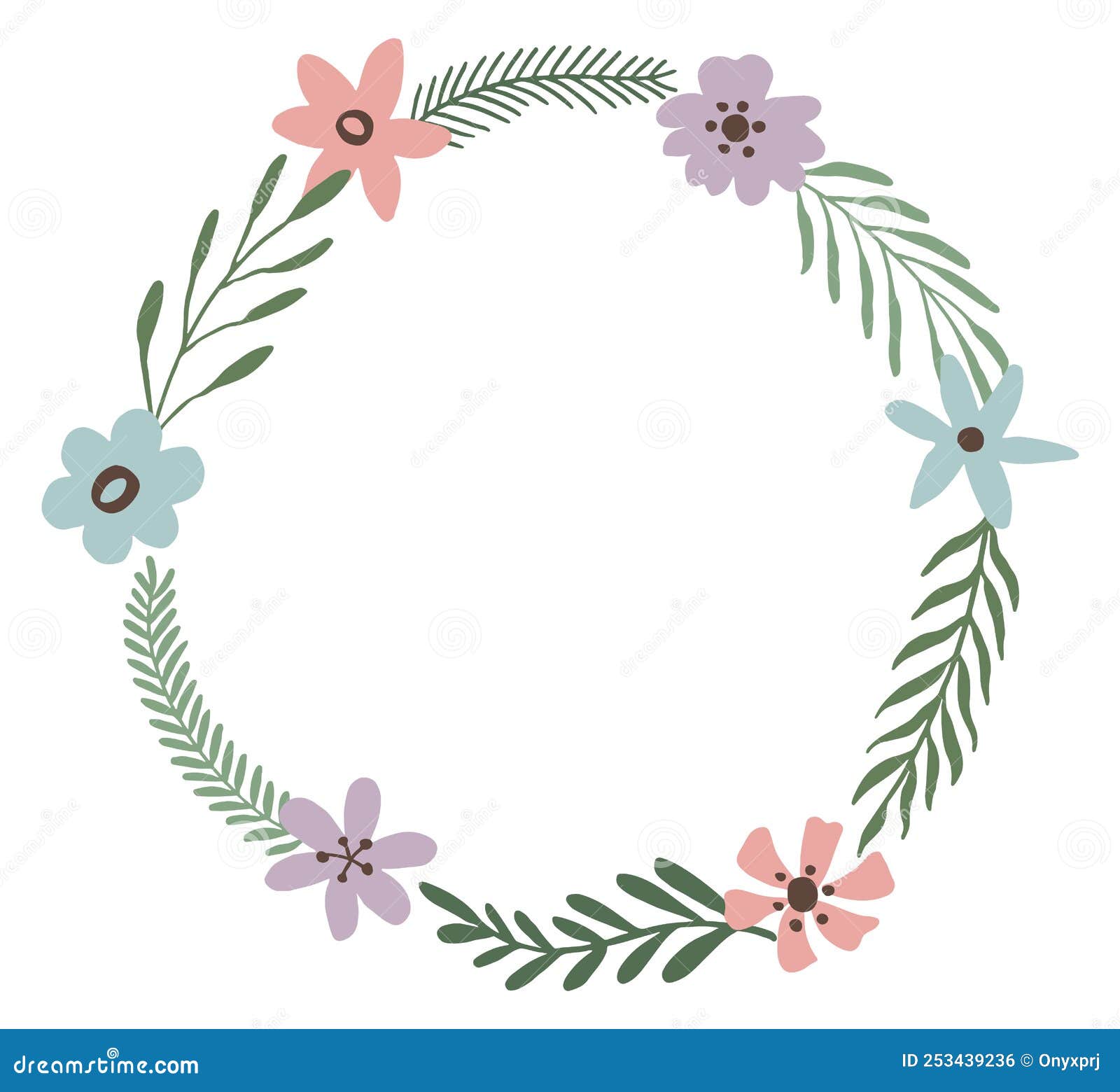 Cute Round Frame. Floral Decorative Botany Circle Stock Vector ...