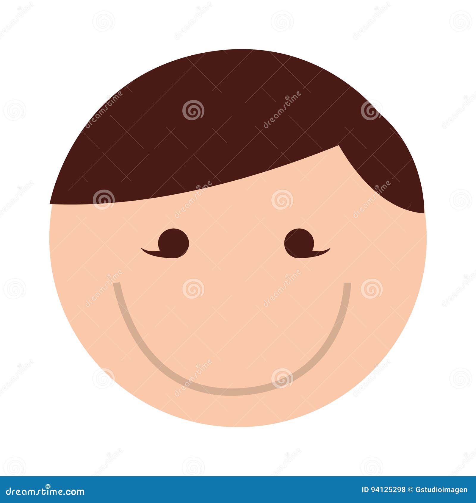 Cute Round Man Face Cartoon Stock Vector - Illustration of cheerful ...