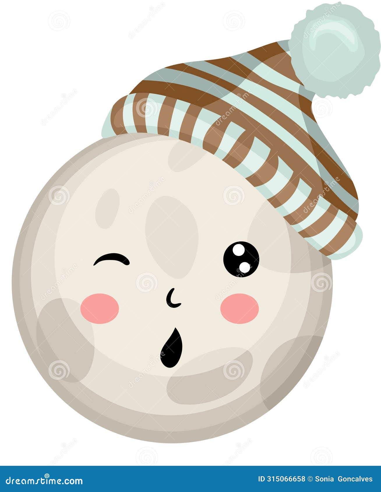 Cute round moon with hat stock vector. Illustration of lovely - 315066658