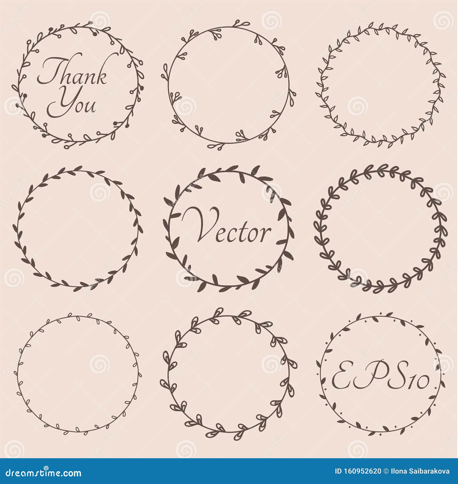 Cute Round and Oval Shaped Frames Decorative Design Elements. Vector ...