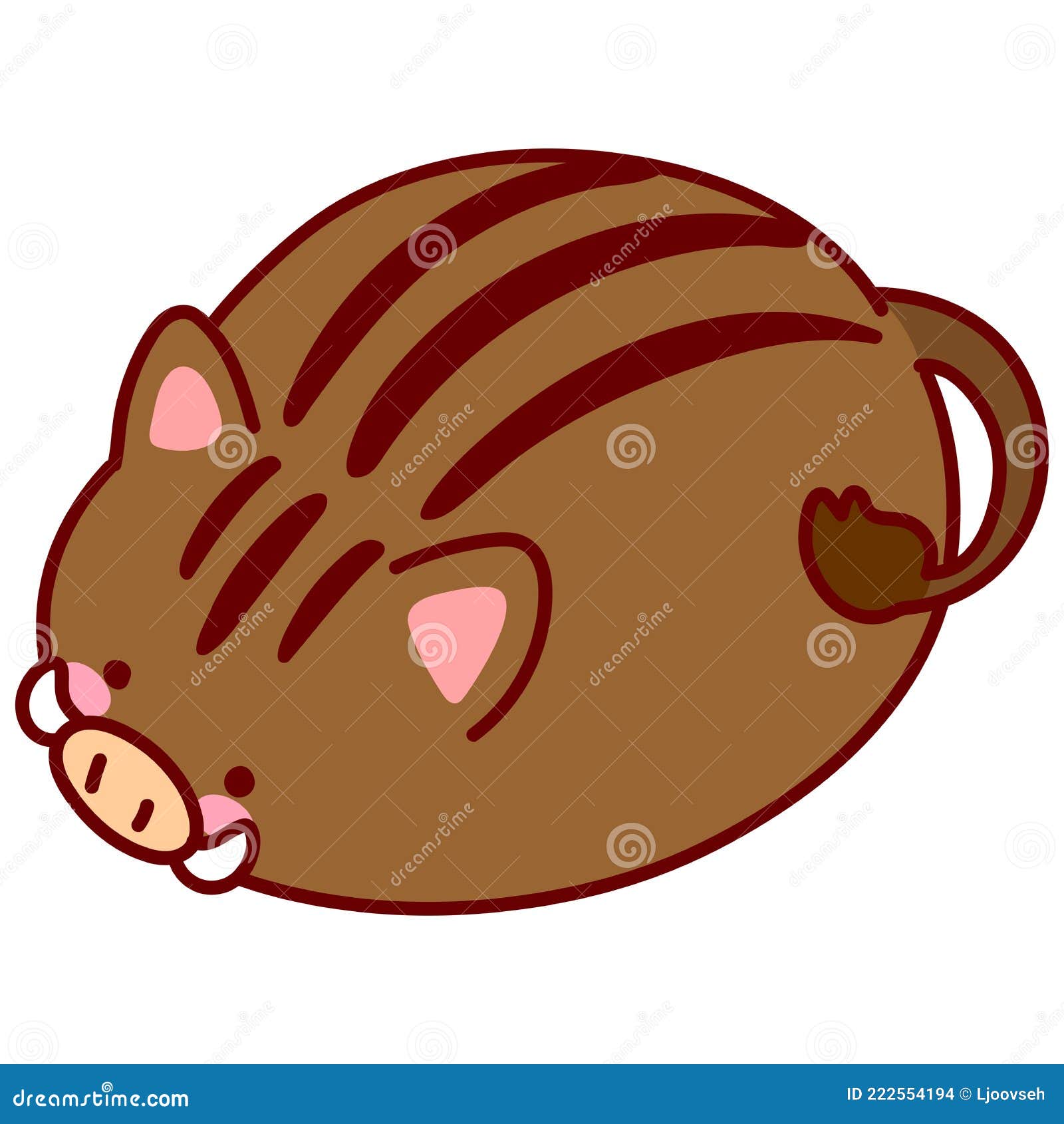 Cute and Round Simple Brown Boar Illustration Outlined Stock Vector ...