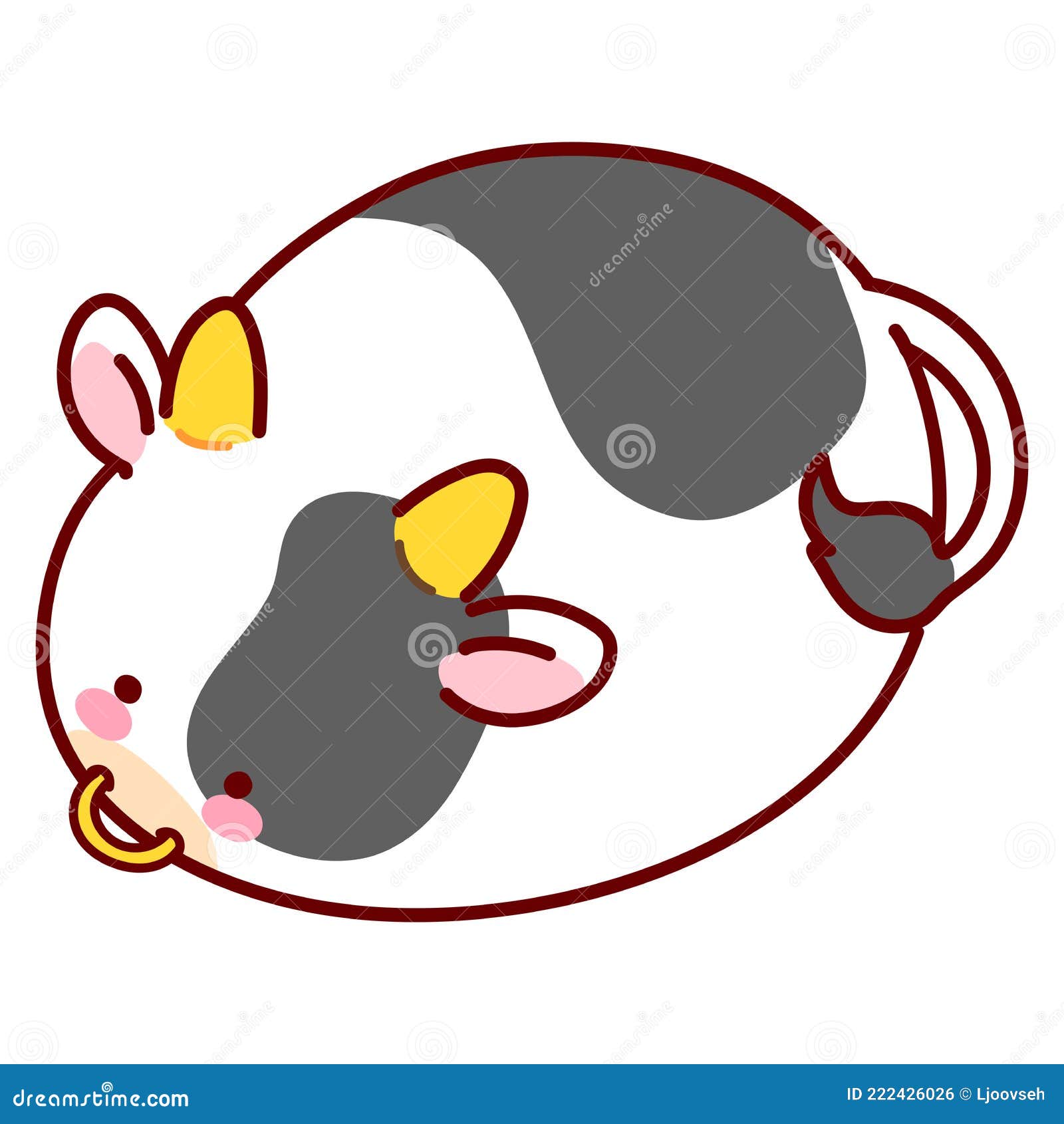 Cute and Round Simple Cow Illustration Outlined Stock Vector ...