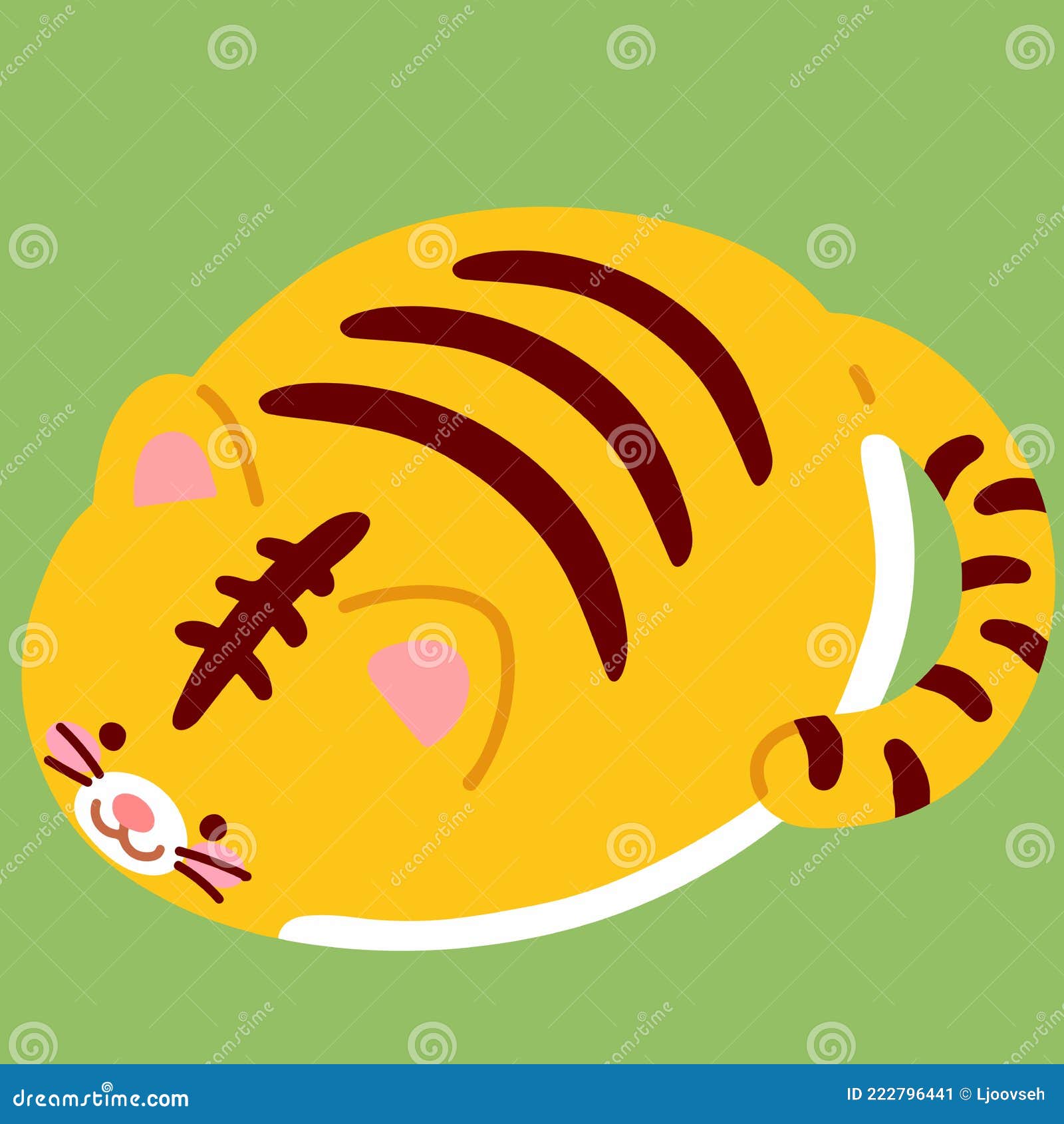 Cute and Round Simple Tiger Illustration Flat Colored Stock Vector ...