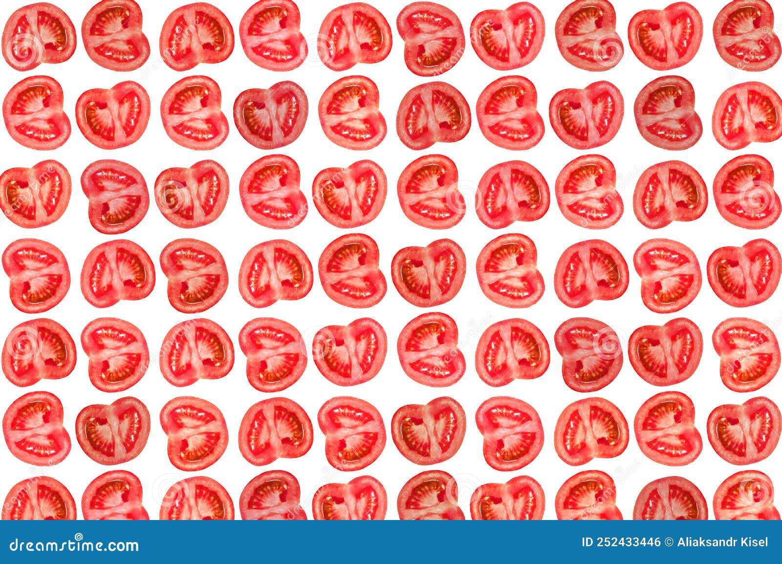 Cute Round Slices of Cut Tomatoes are Placed in Parallel Rows, Isolated ...