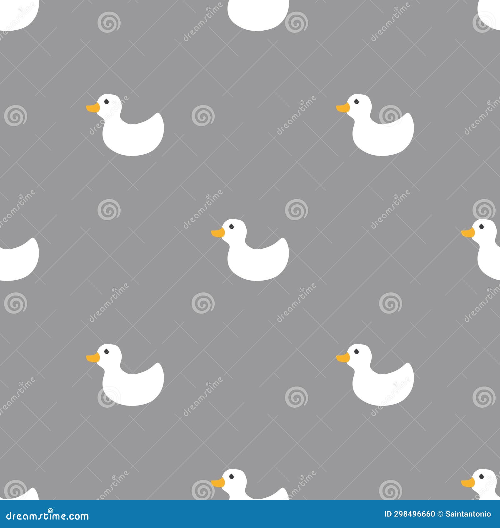 Cute Rubber Duck Seamless Pattern, Cartoon Ducks Background Vector ...