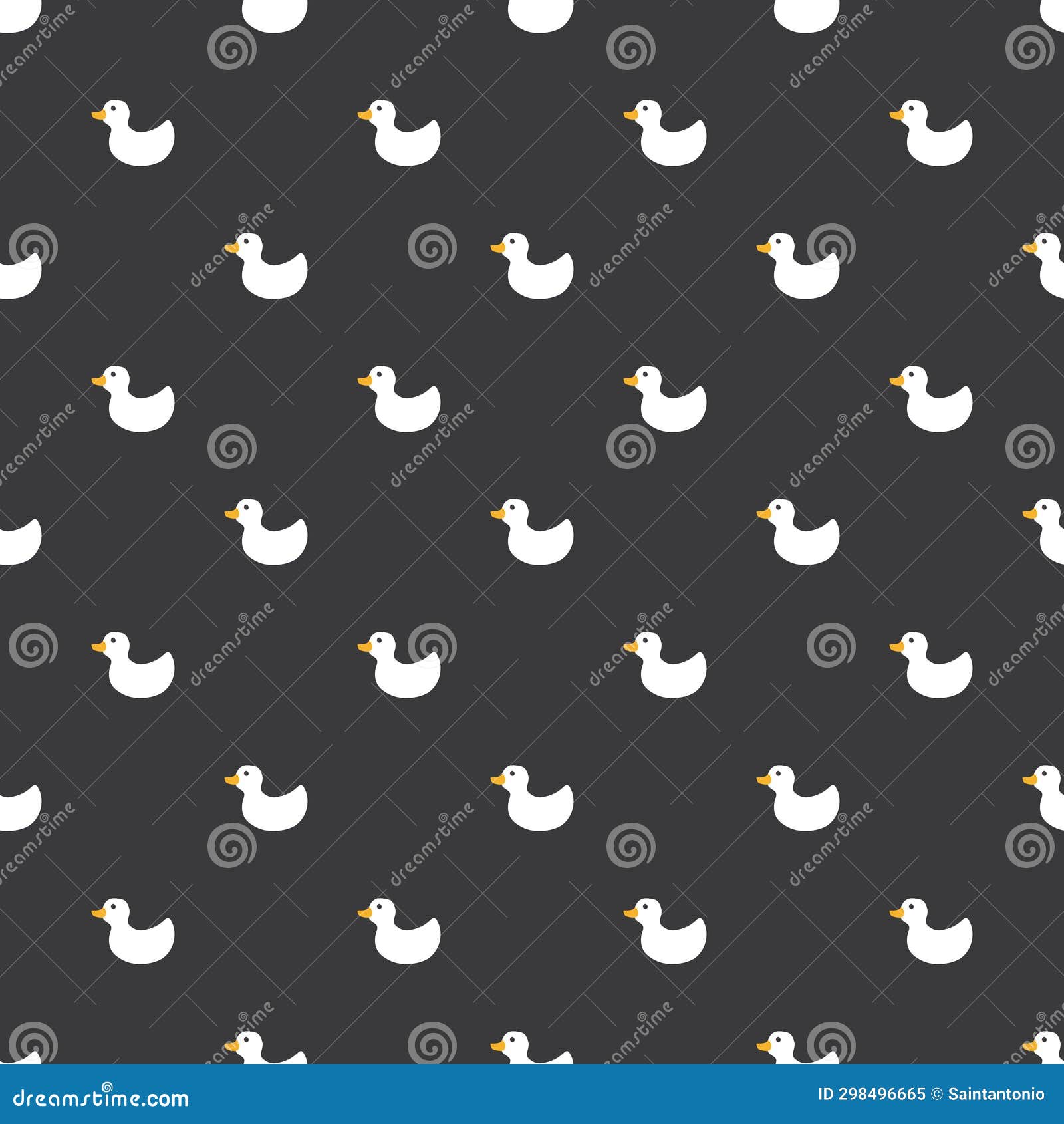 Cute Rubber Duck Seamless Pattern, Cartoon Ducks Background Vector ...
